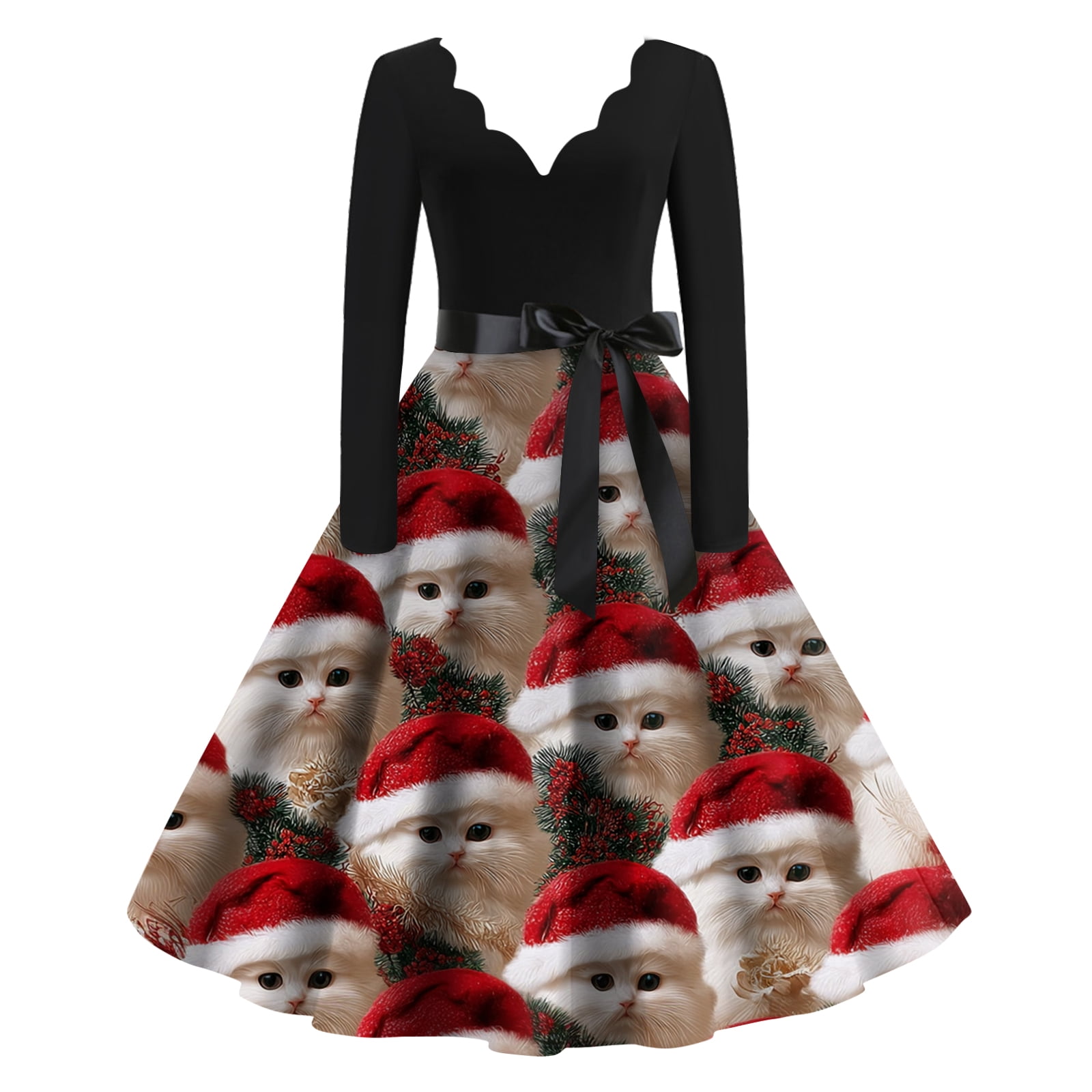DORKASM Christmas Dresses for Womens Long Sleeve 2025 Santa Hepburn ...