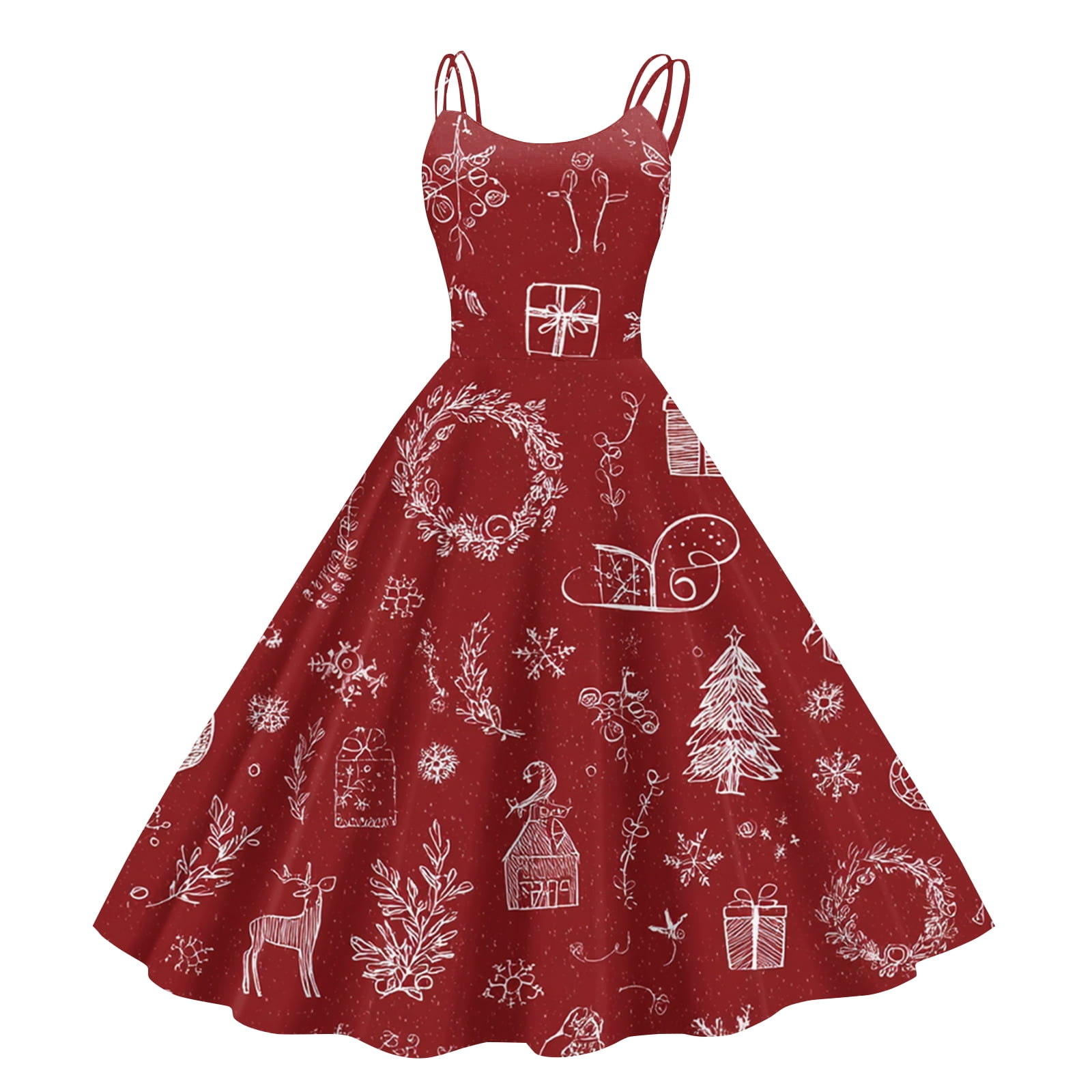 DORKASM Christmas Dresses for Womens Swing Winter 3d Snowman Strap ...