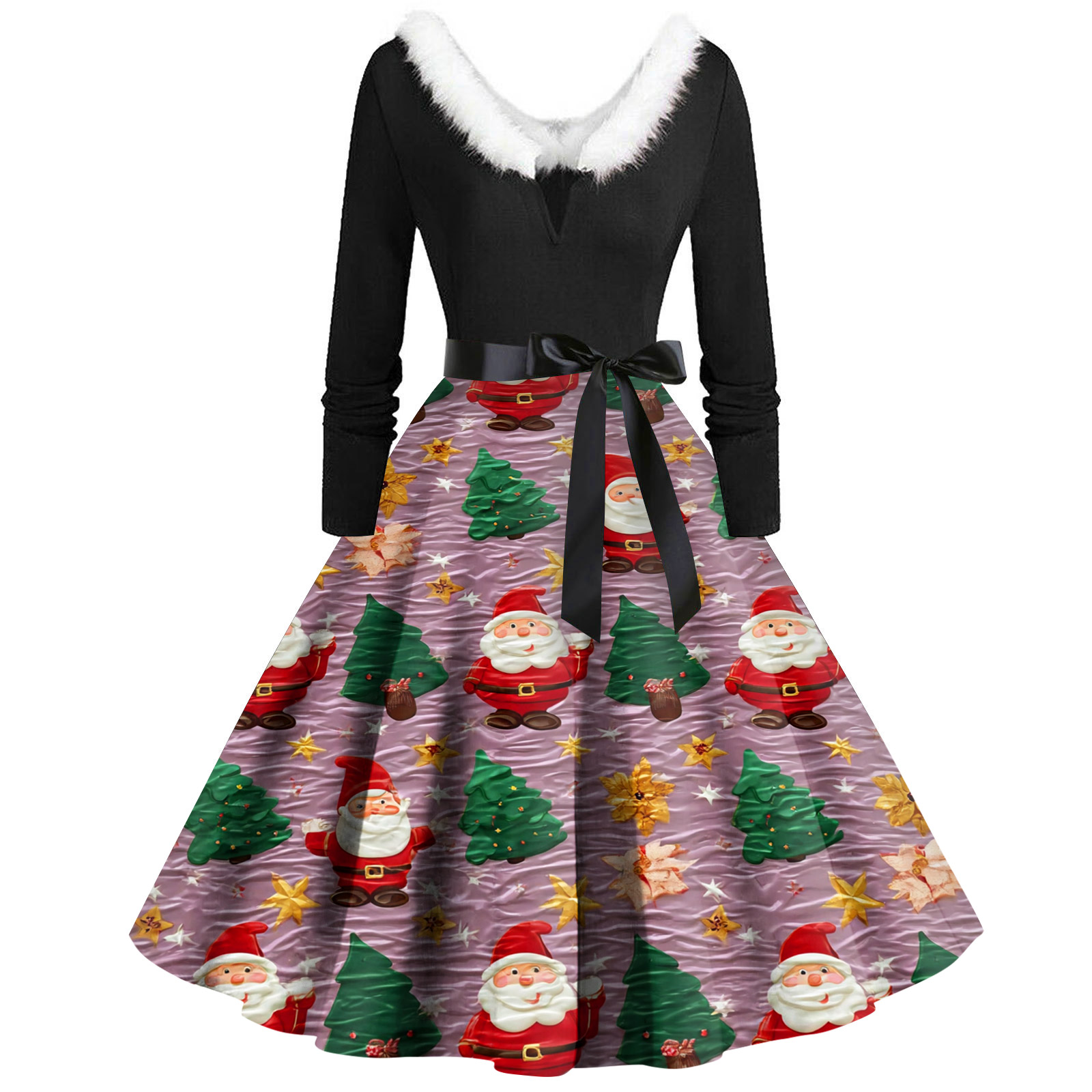 DORKASM Christmas Furry Dresses for Womens Vintage 2025 Xmas Hepburn ...