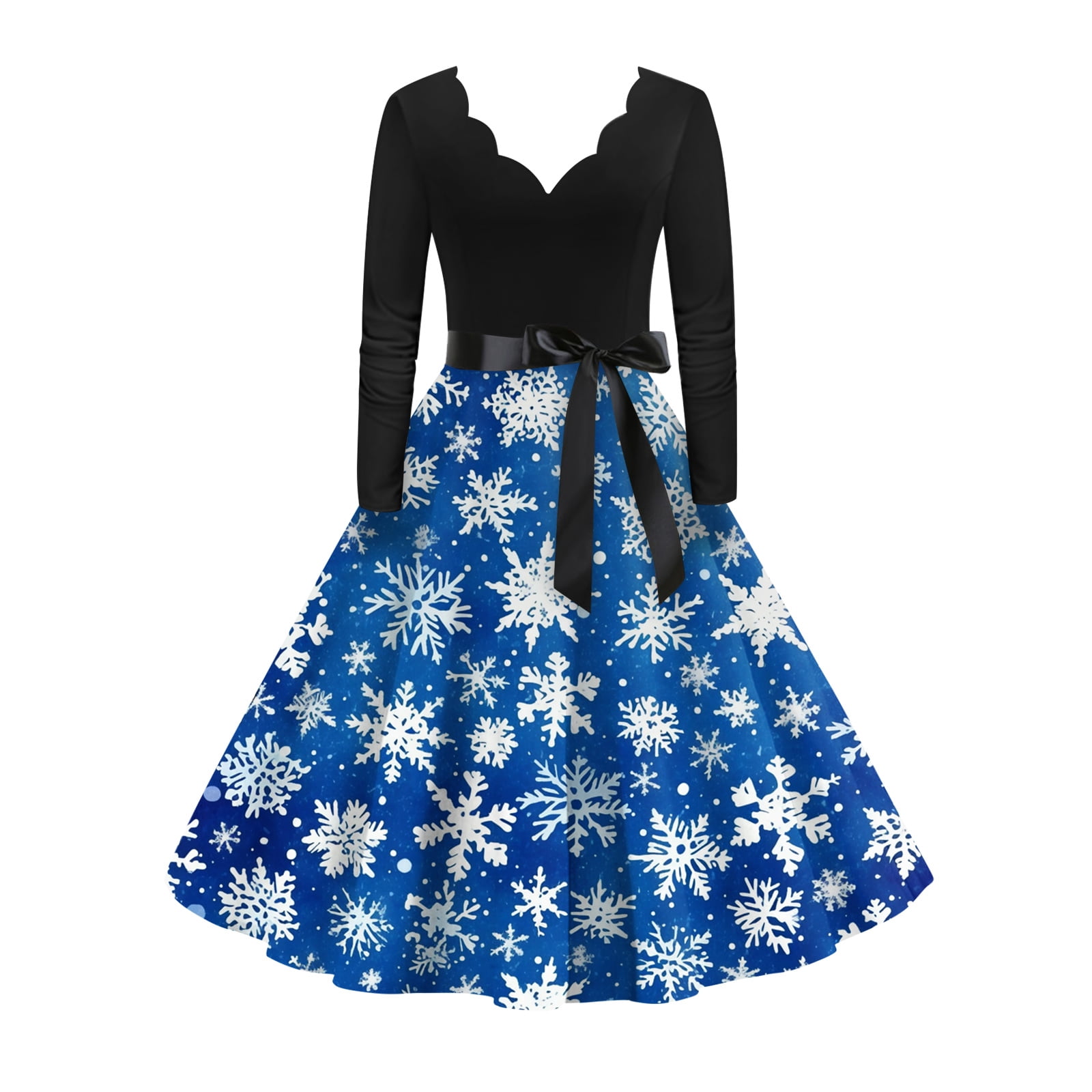 DORKASM Christmas Ladies Dresses Vintage 2025 Snowflake Hepburn Dress ...