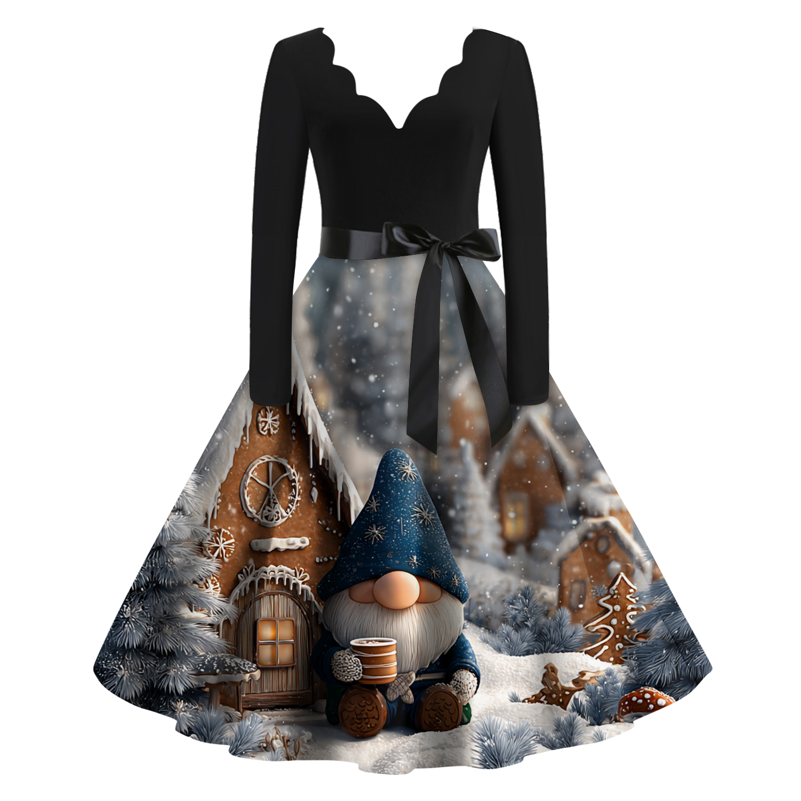DORKASM Christmas Ladies Hepburn Dress Swing Cute Santa Dresses ...