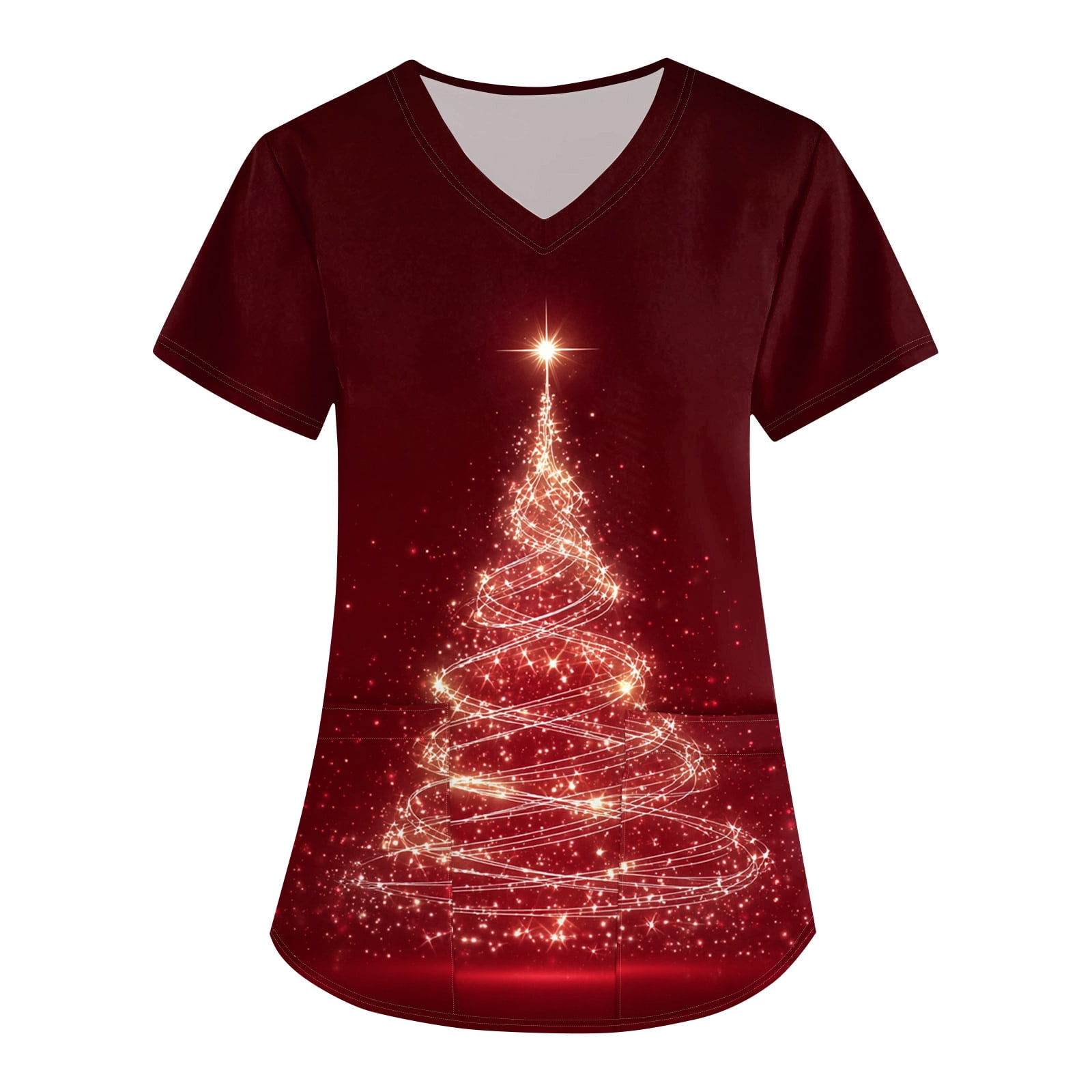 DORKASM Christmas Ladies Scrub Tops Oversized Fall Santa Scrubs Work ...