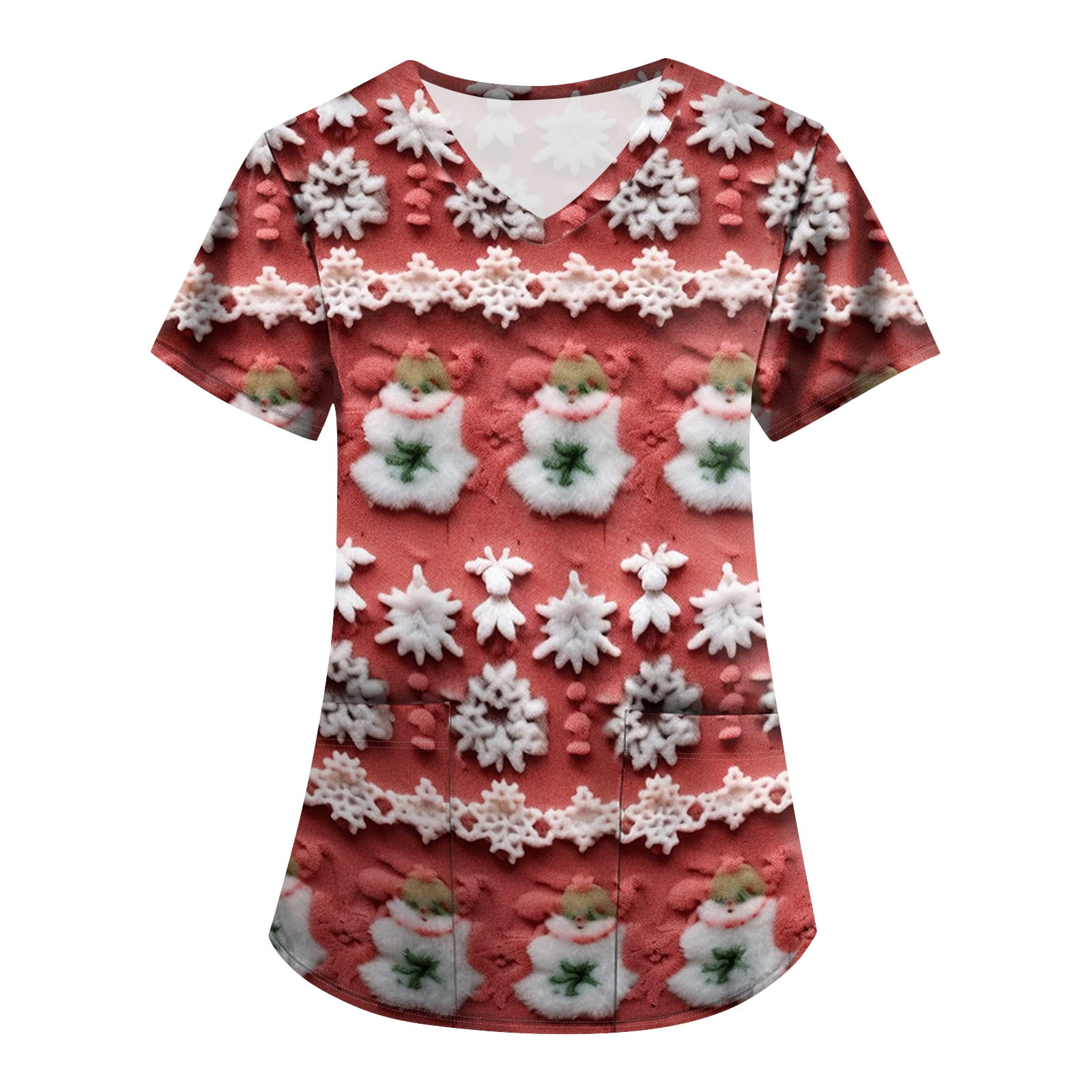 DORKASM Christmas Scrub Tops for Ladies Plus Size Fashion Santa Scrubs ...