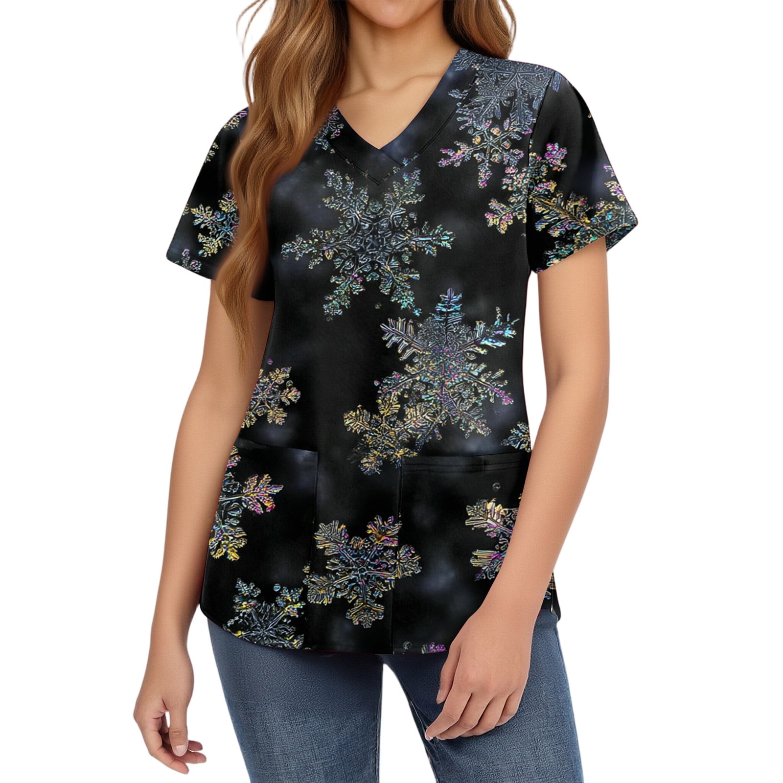 DORKASM Christmas Scrub Tops for Womens Oversized 2025 3d Snowman ...