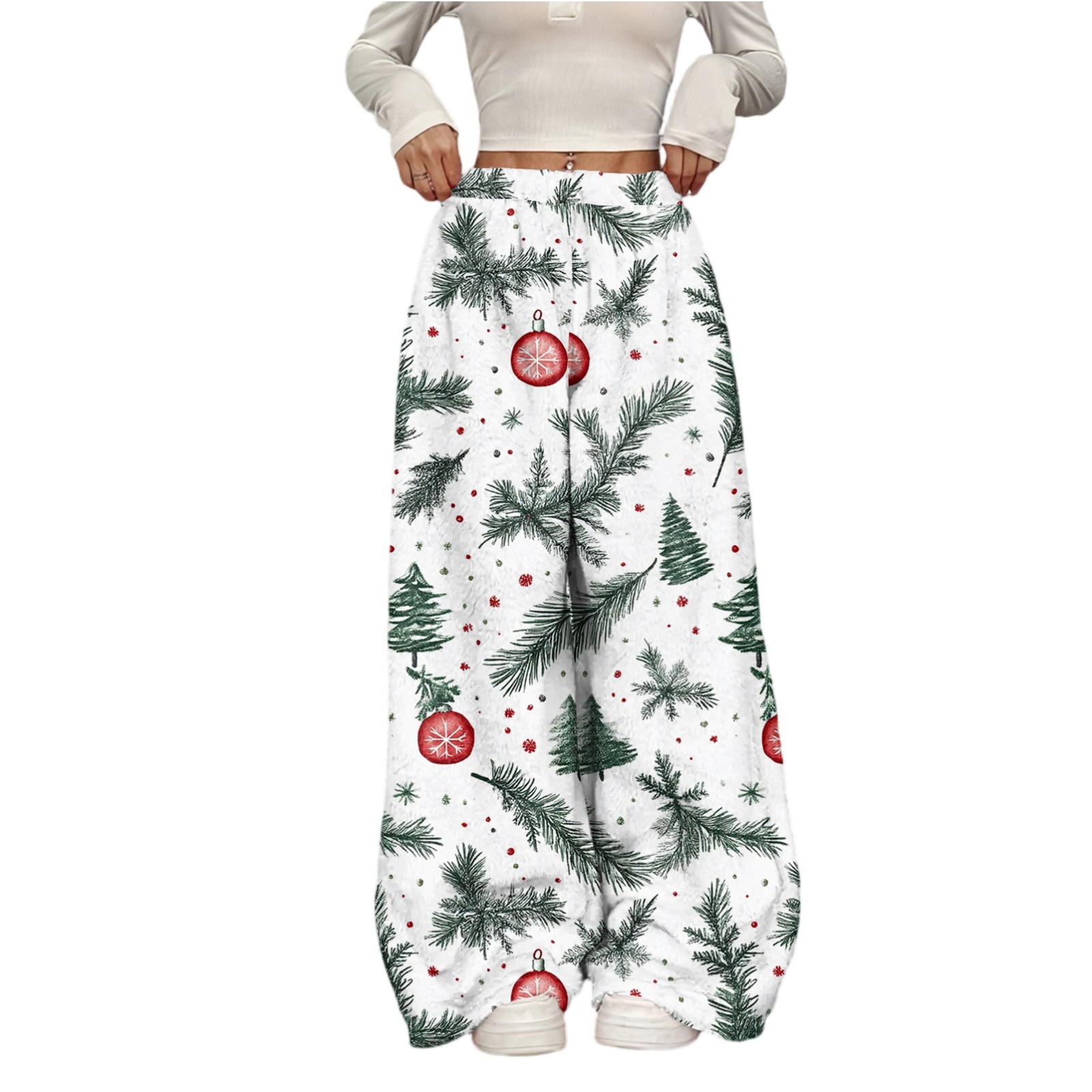 DORKASM Christmas Trousers for Ladies Oversized 2025 Snowflake Lounge ...