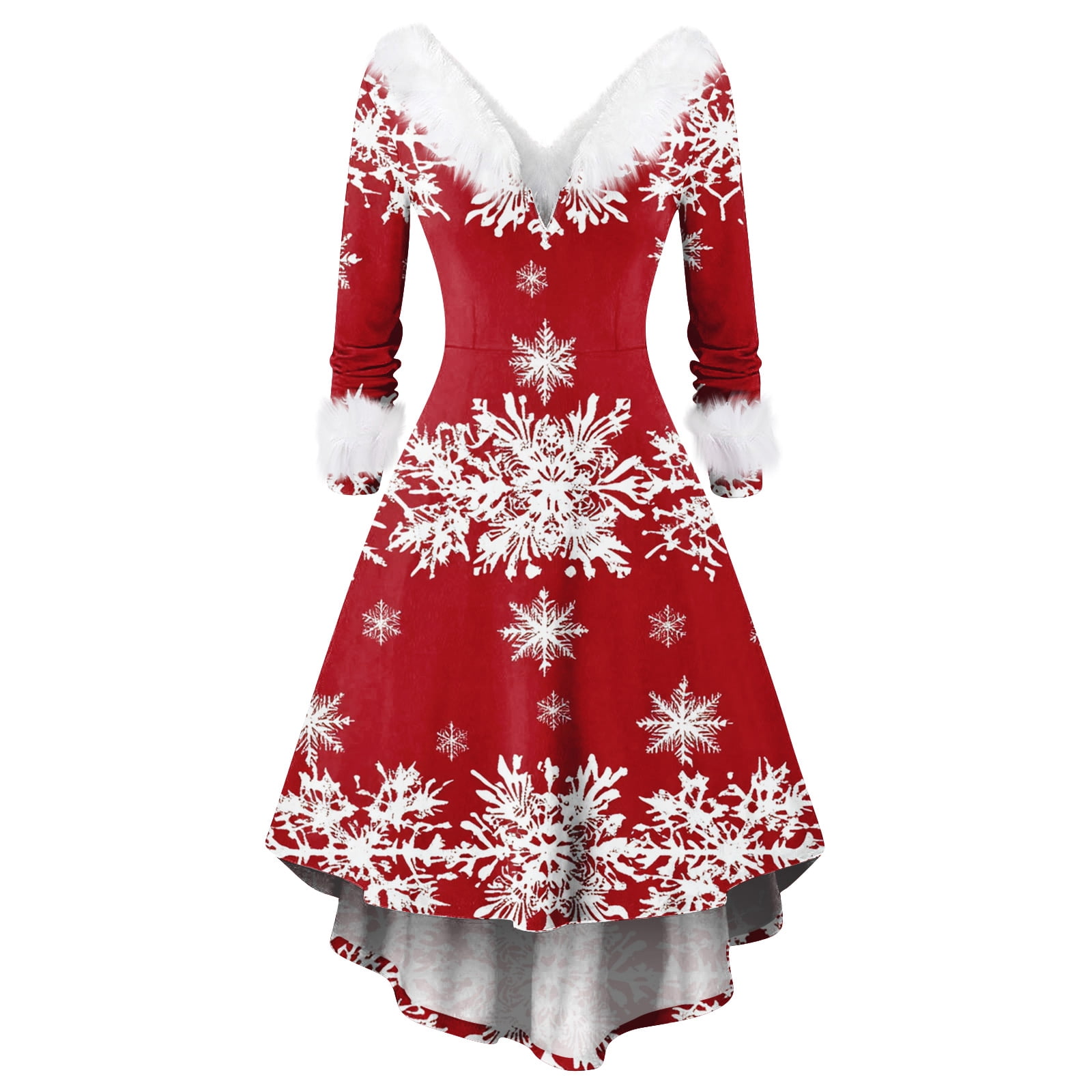 DORKASM Christmas Women Furry Dresses Swing Trendy Xmas Hepburn Dress ...