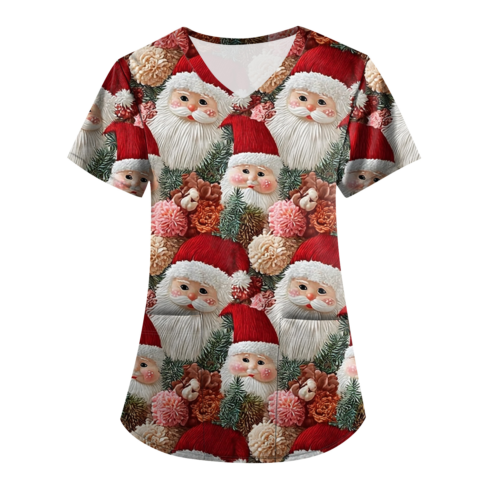 DORKASM Christmas Women Scrub Tops Plus Size Fashion Graphic Scrubs ...