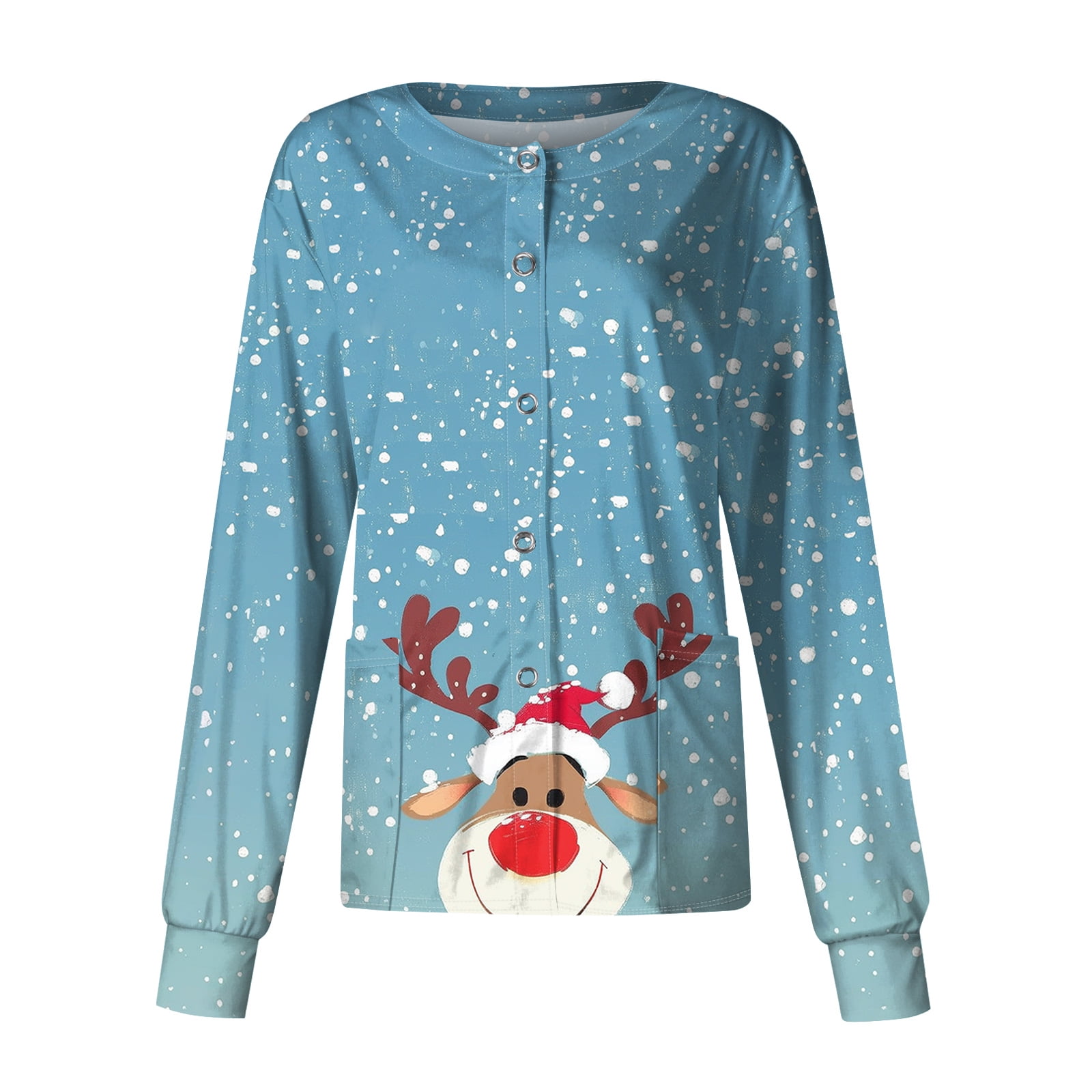 DORKASM Christmas Women Scrubs Jacket Plus Size Cute Santa Scrub ...