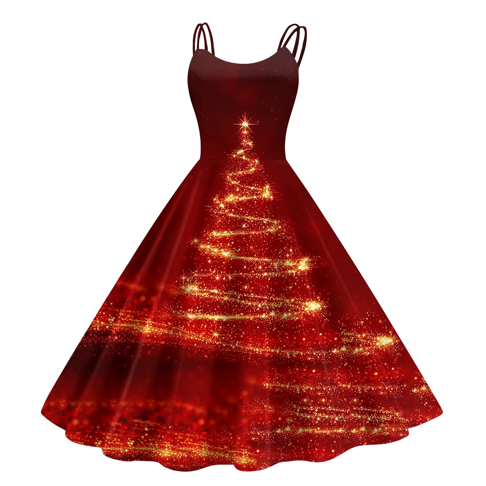 DORKASM Christmas Women Strap Dress Sleeveless Cute Christmas Tree ...