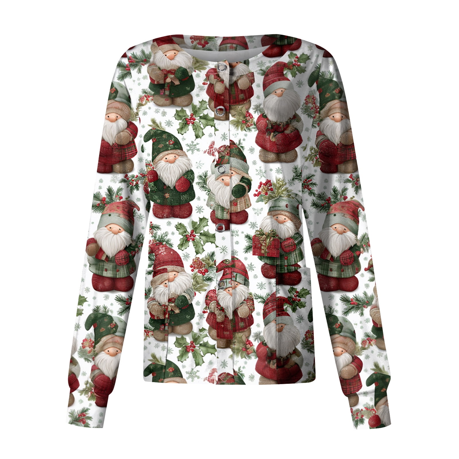 DORKASM Christmas Women's Scrubs Jacket Oversized Fashion Santa Scrub ...