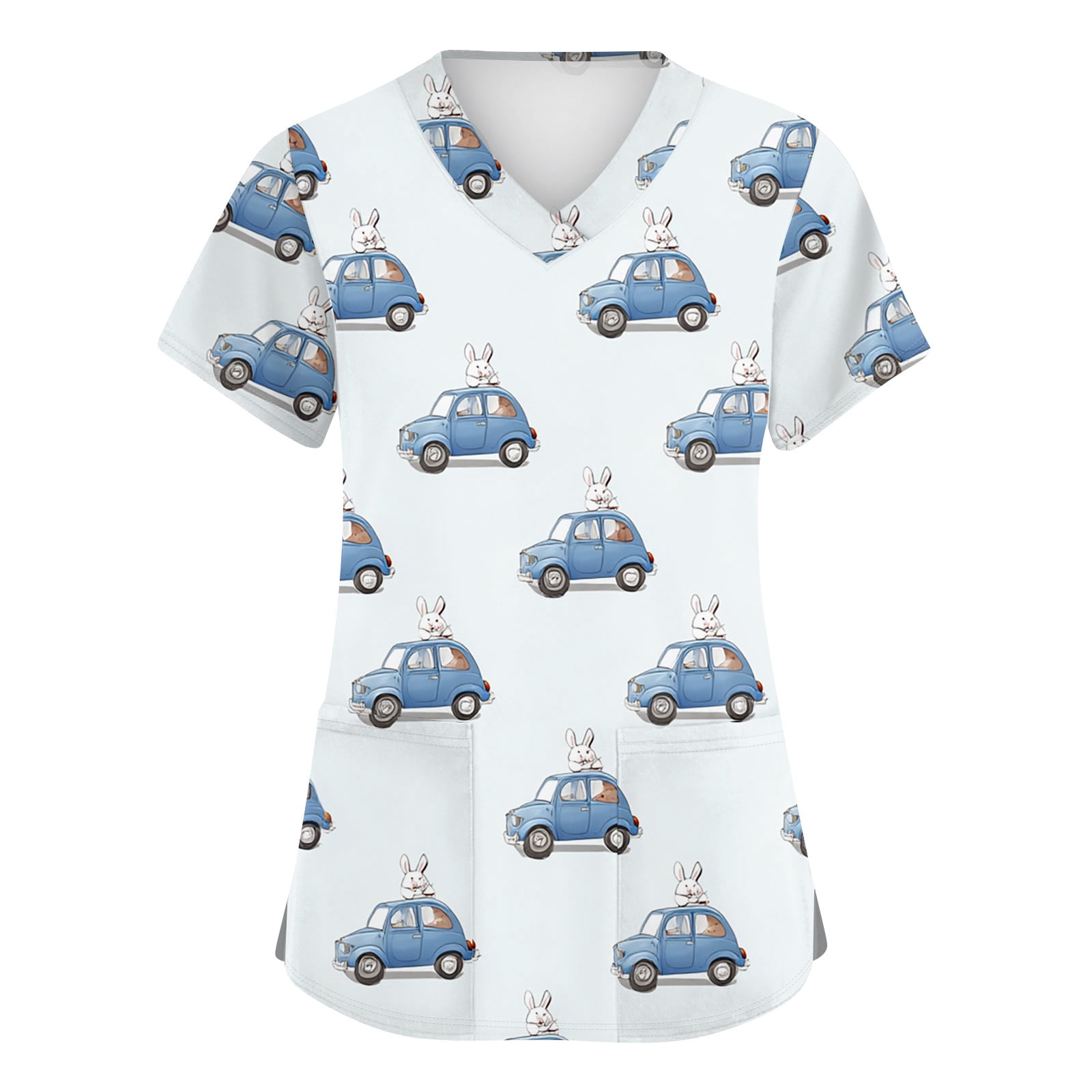 DORKASM Easter Ladies Scrub Tshirt Eggs V Neck Bunny Scrubs T Shirt ...