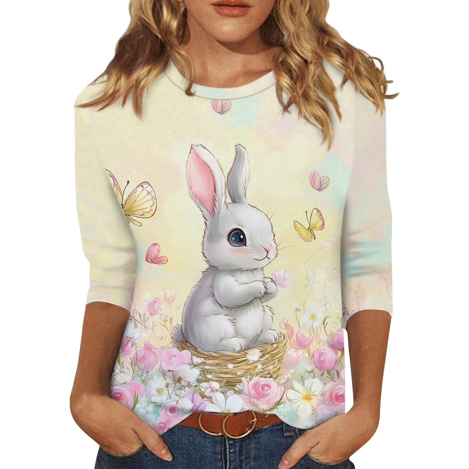 DORKASM Easter Shirt for Ladies Plus Size 3/4 Sleeve Funny Shirts ...