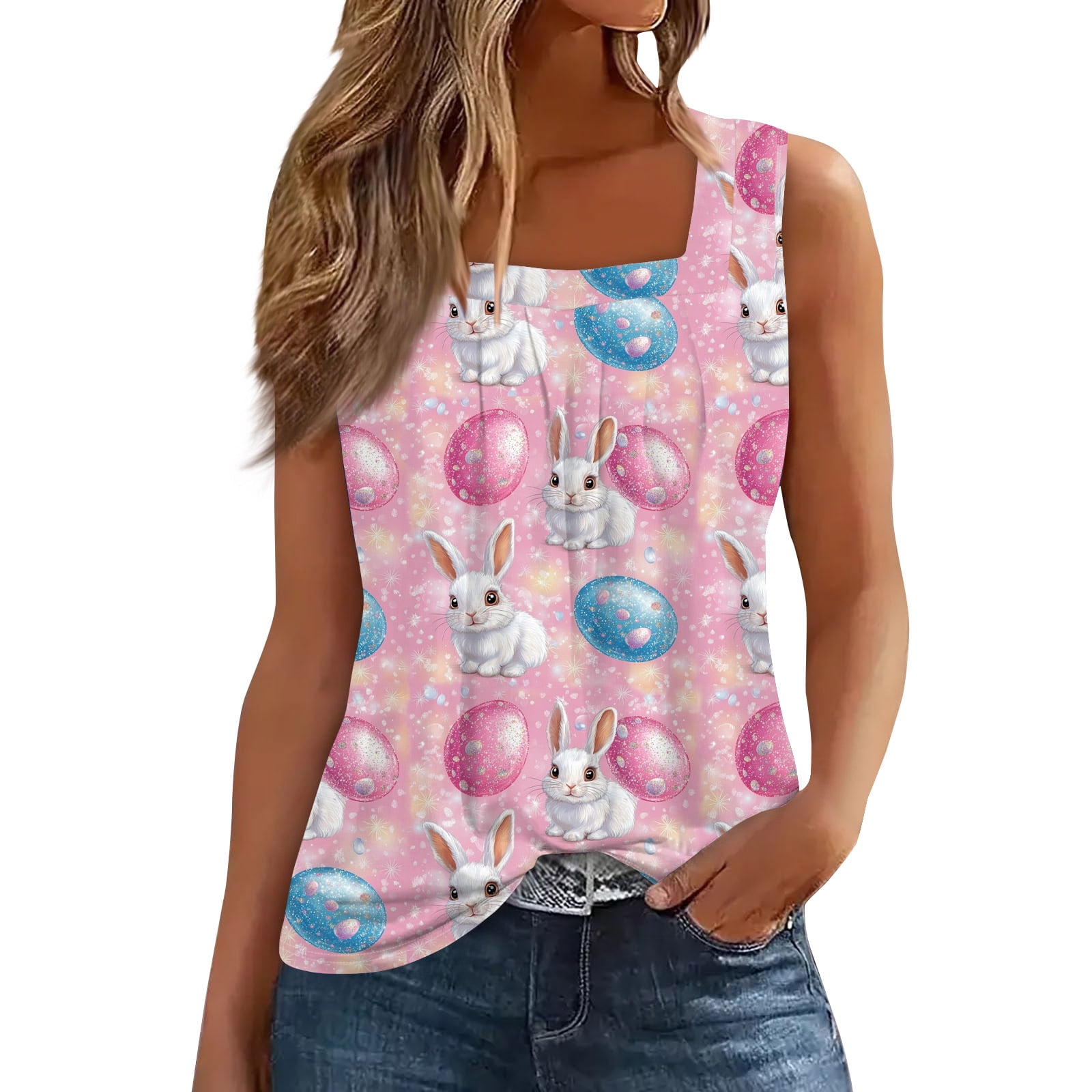 DORKASM Easter Shirts for Ladies Plus Size Square Neck Eggs Shirt Funny ...