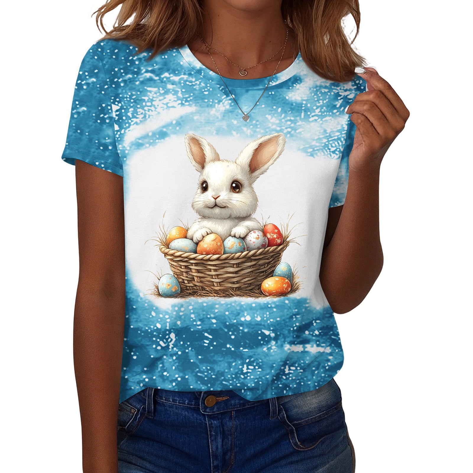 DORKASM Easter T Shirt for Ladies Plus Size Crew Neck Bunny T Shirts ...