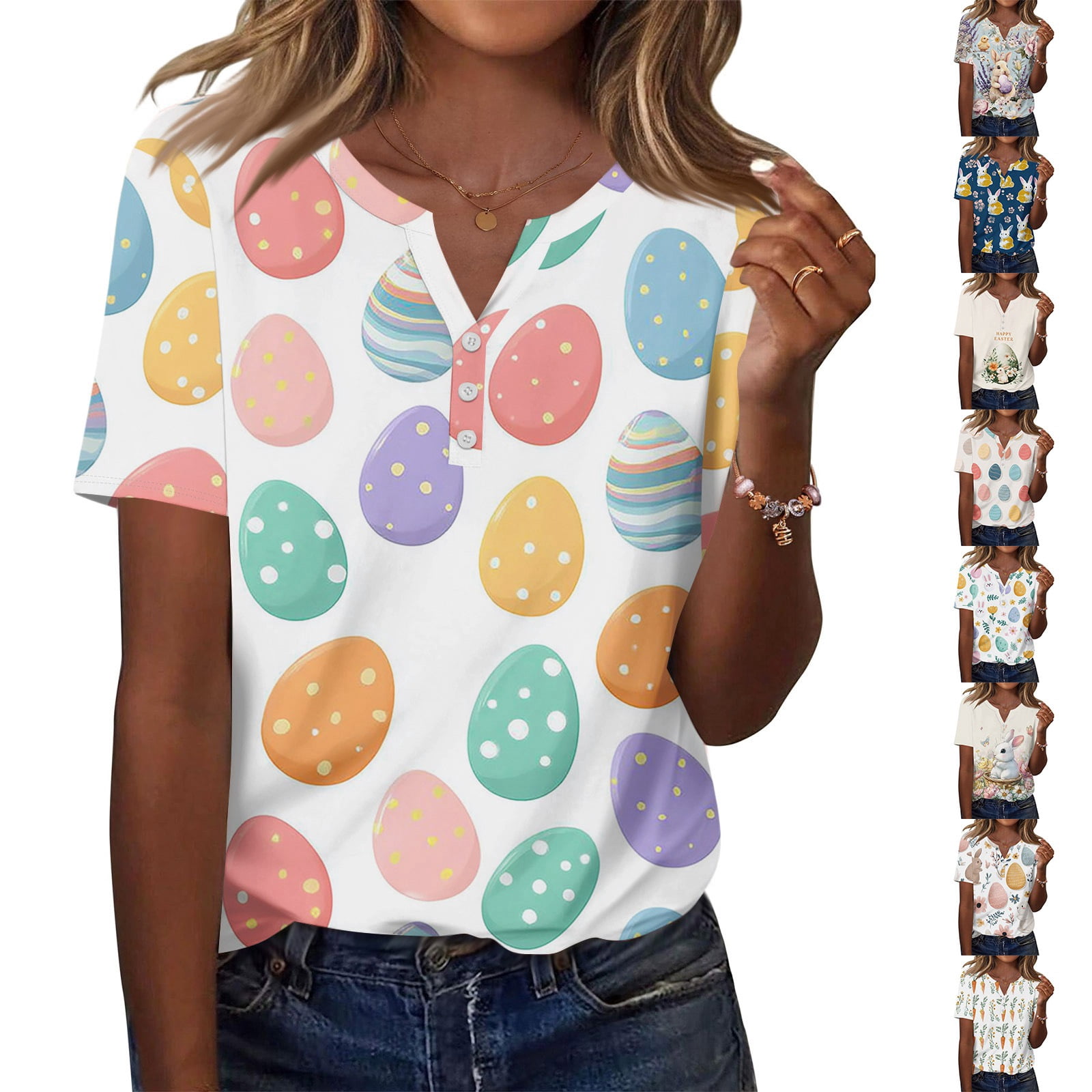 DORKASM Easter T Shirts for Ladies Funny Button Henley V Neck Spring ...