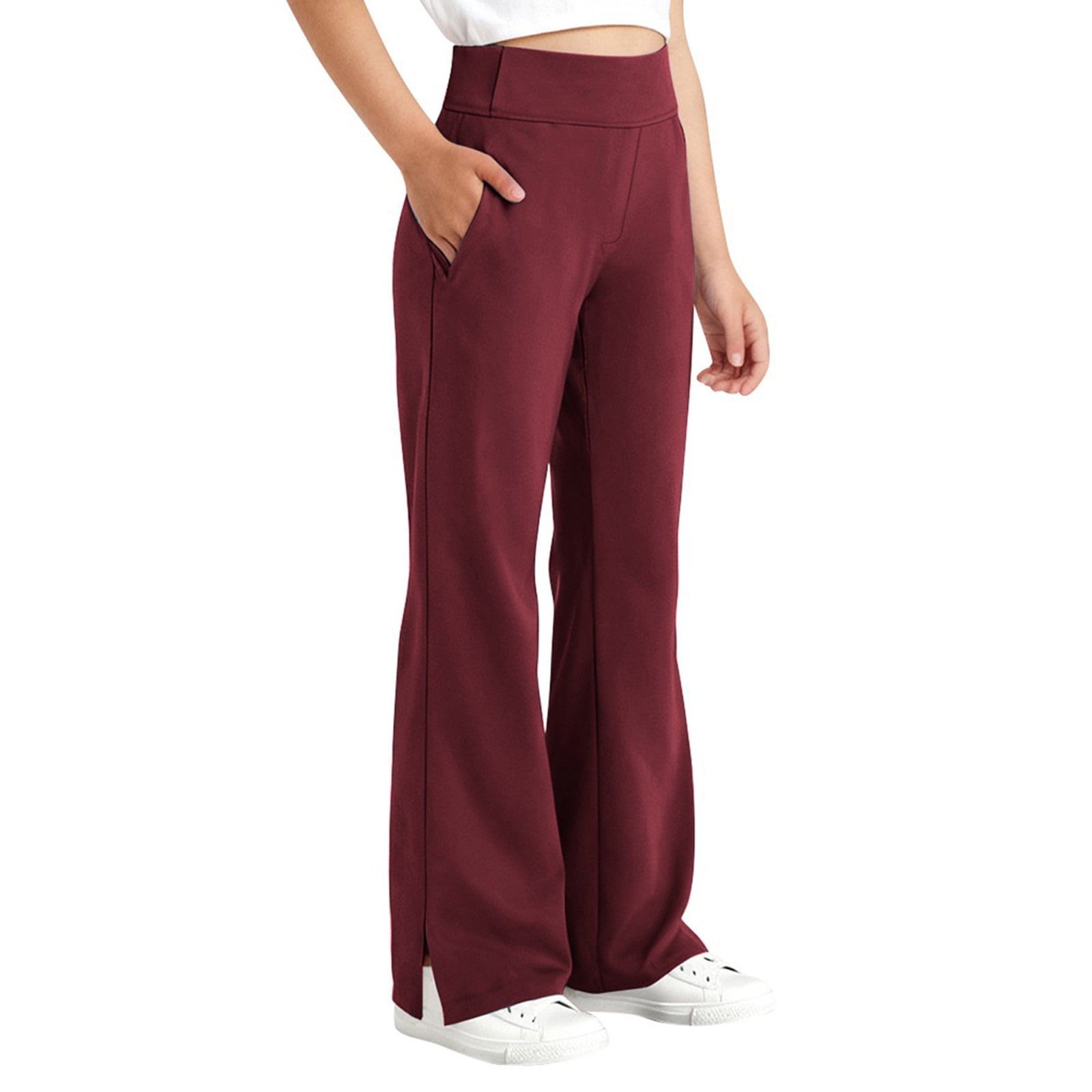 DORKASM Girls' Casual Slit Flared Pants: Comfortable Stretchable Daily ...