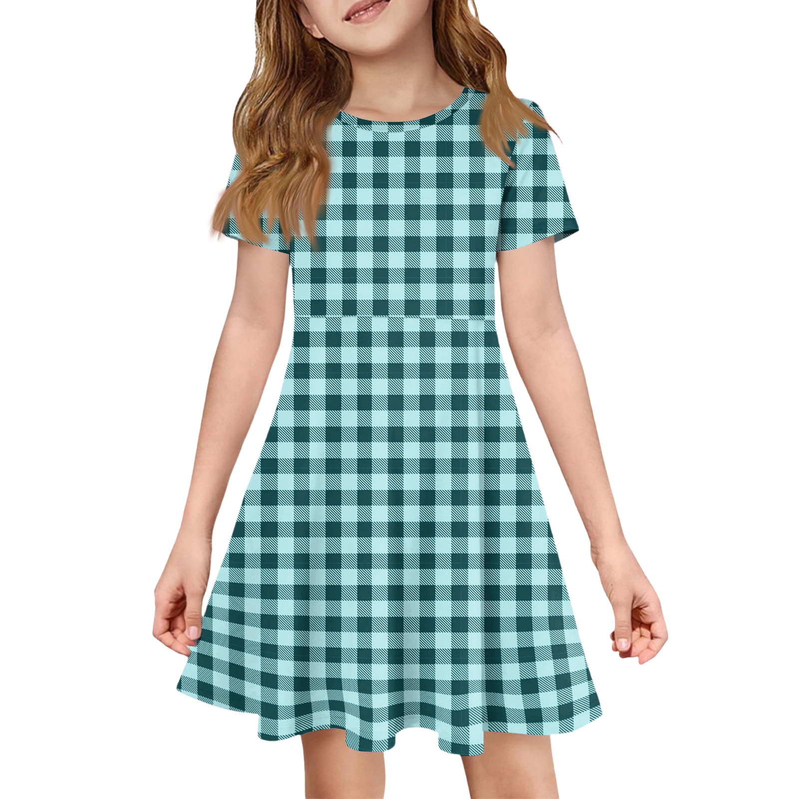 DORKASM Girls Check Dress: Pink Plaid Summer Sundress with Pockets ...