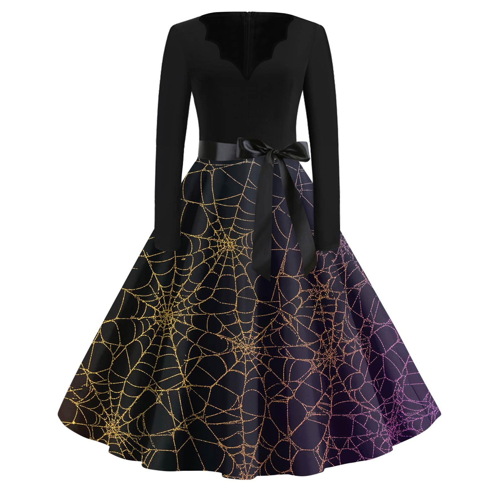 DORKASM Halloween Adults Hepburn Dress Plus Size Pumpkin Cute 2025 Long ...