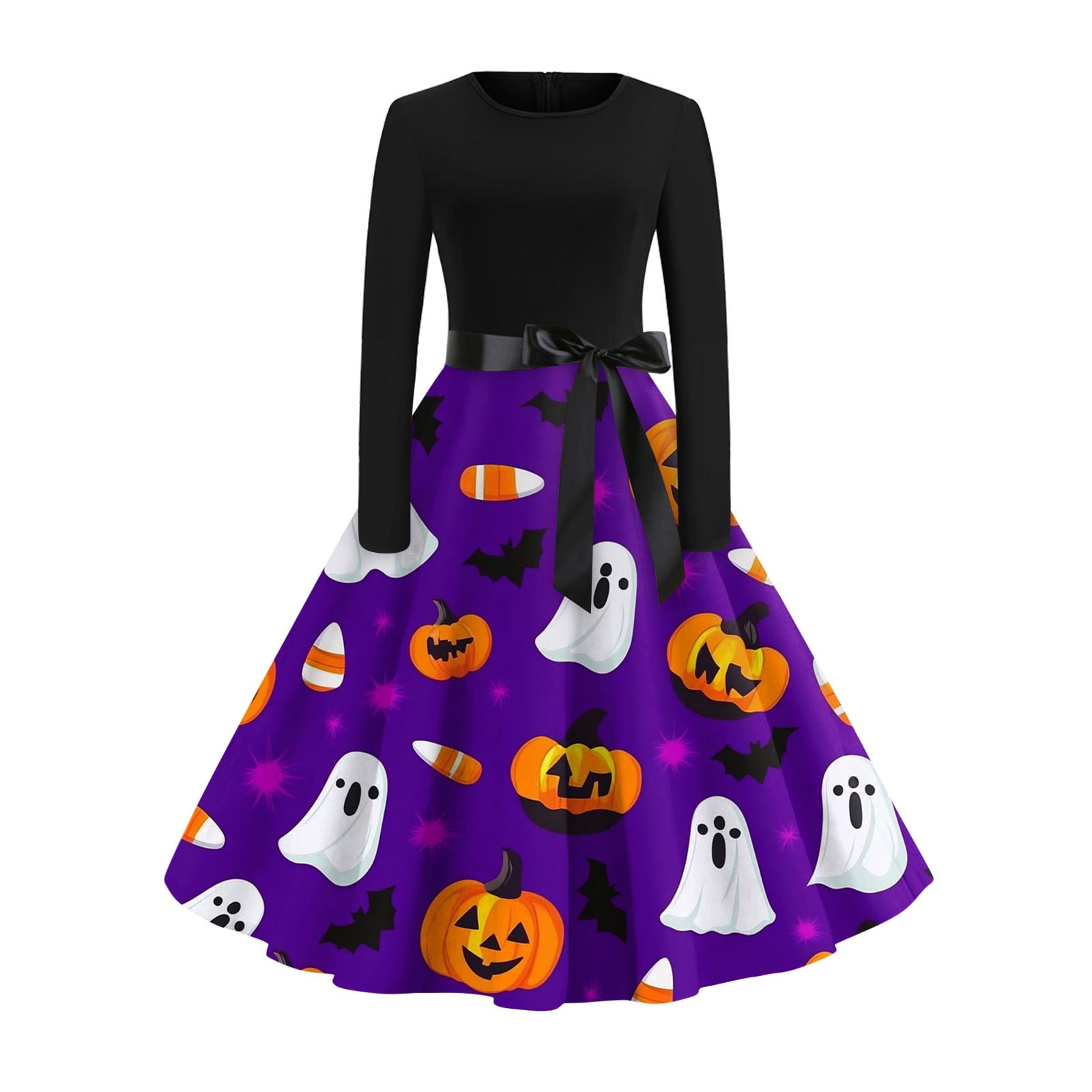 DORKASM Halloween Adults Retro Dresses Plus Size Skull Fun Cute Crew ...