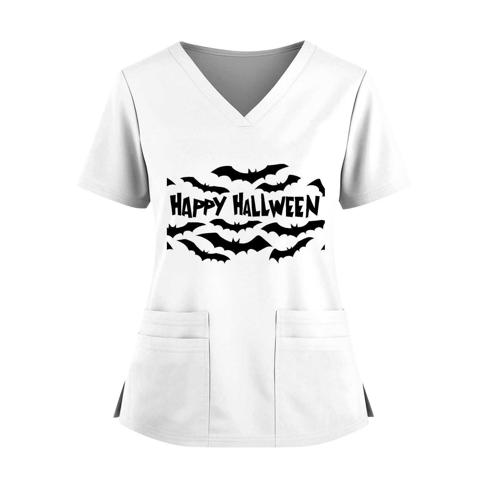 DORKASM Halloween Adults Scrubs Shirts Bat Trendy Devil V Neck Medical ...