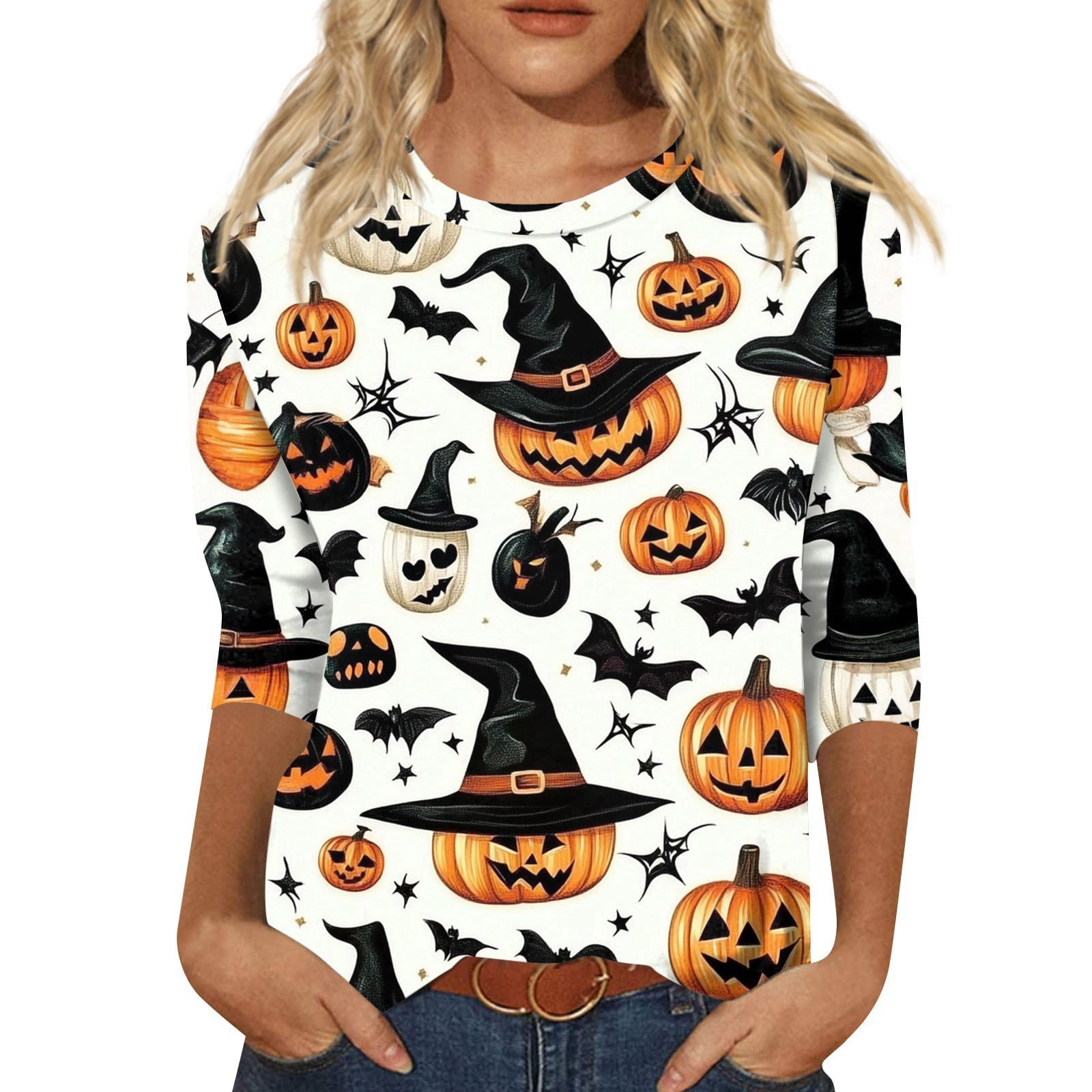 DORKASM Halloween Adults Tshirts Ghost Para Work 3/4 Sleeve Tee Shirt ...
