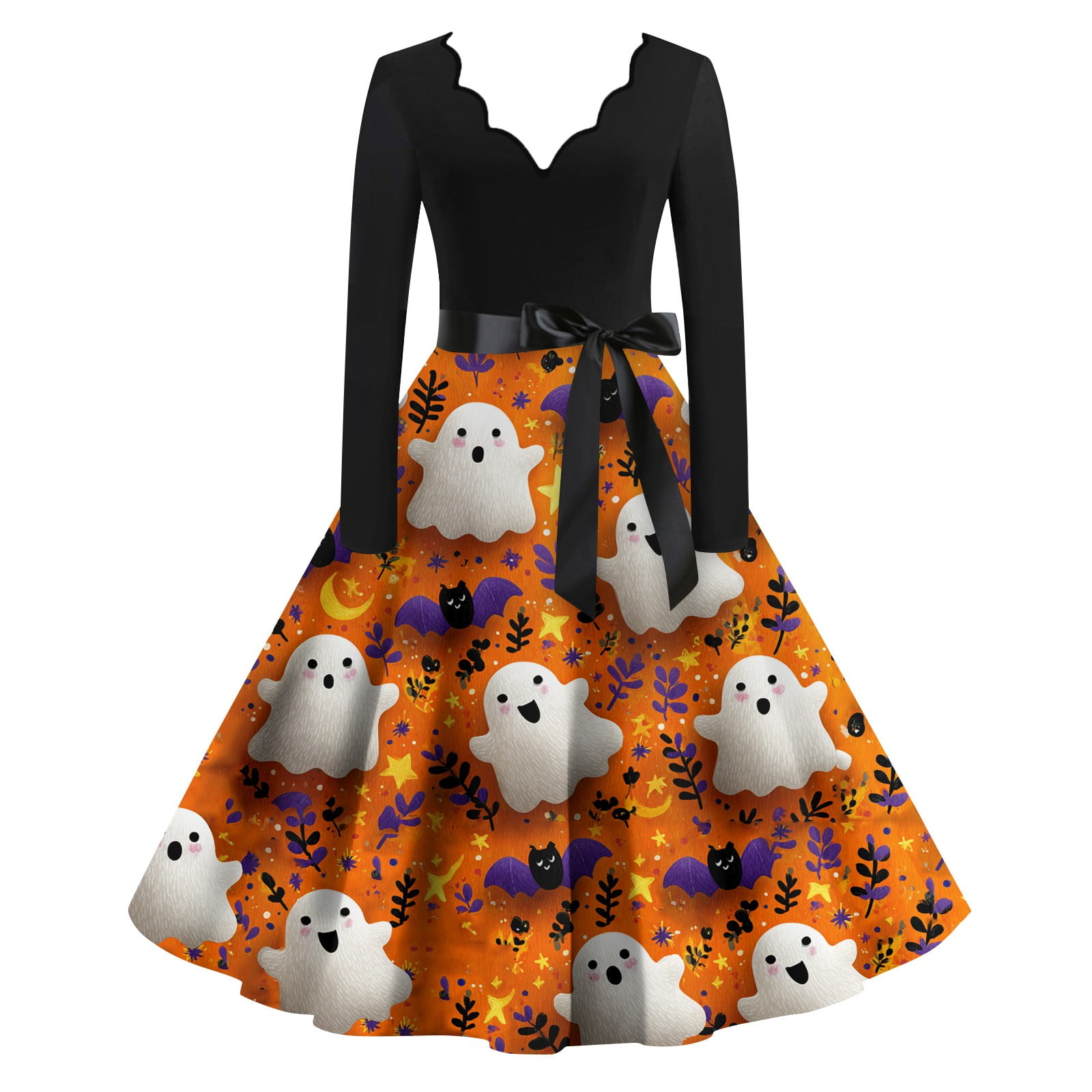 DORKASM Halloween Adults Vintage Sundress 1950s Skull Casual de Long ...