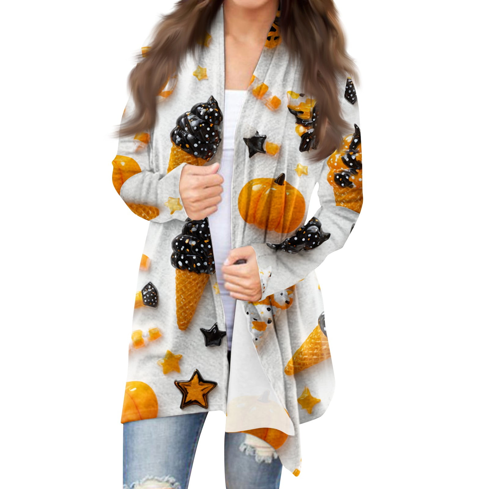 DORKASM Halloween Cardigan for Women Ghost Mujer Graphic Long Sleeve ...