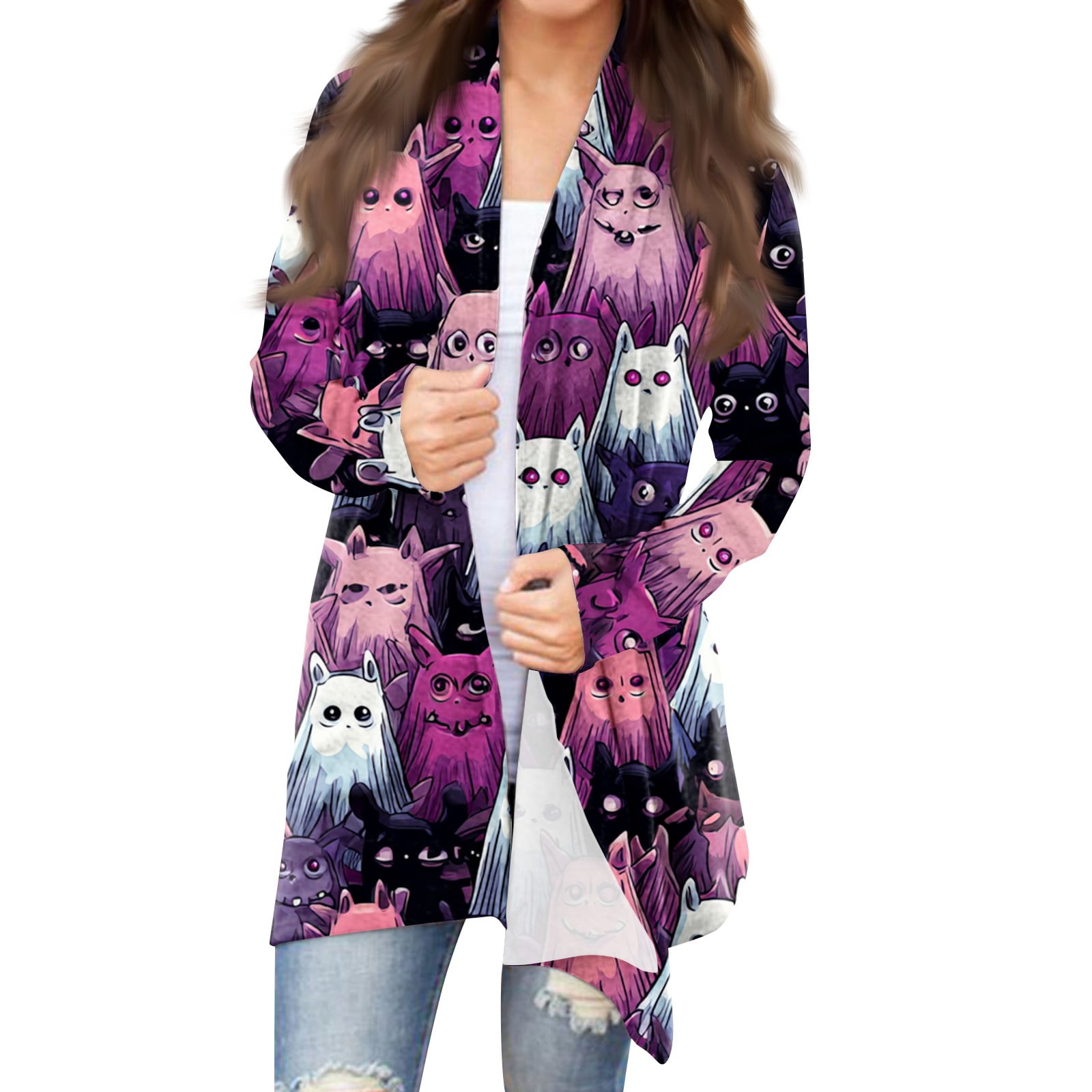 DORKASM Halloween Cardigans for Women Bat Trendy Scary Long Sleeve ...