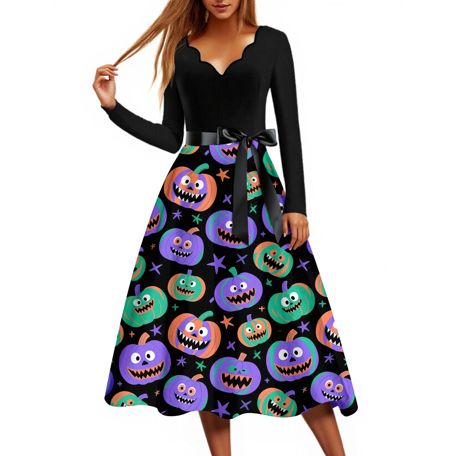 DORKASM Halloween Hepburn Dress for Adult 1950s Bat Cute Spooky Long ...