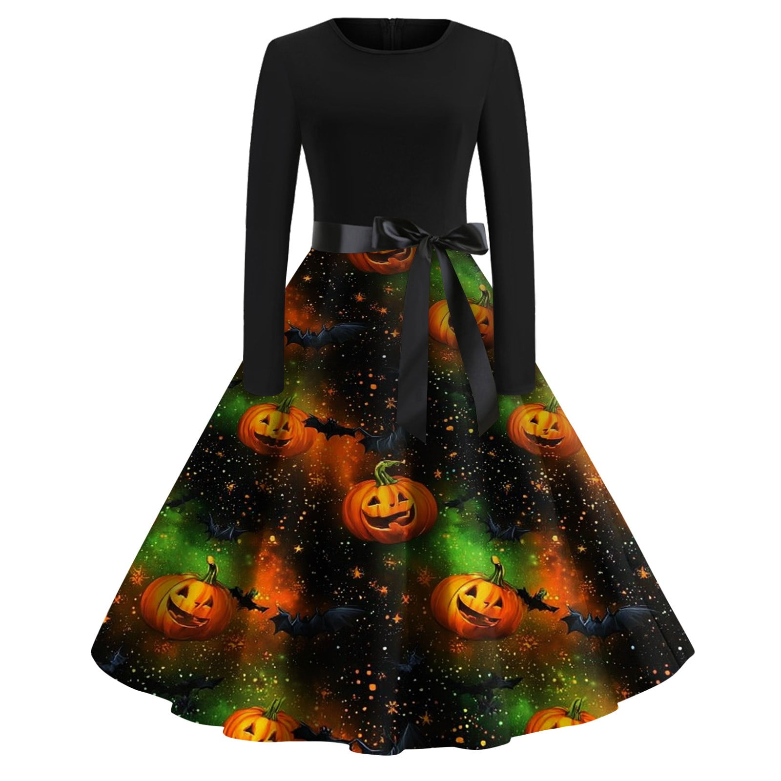 DORKASM Halloween Hepburn Dress for Women 1950s Skull Cute Work Long ...