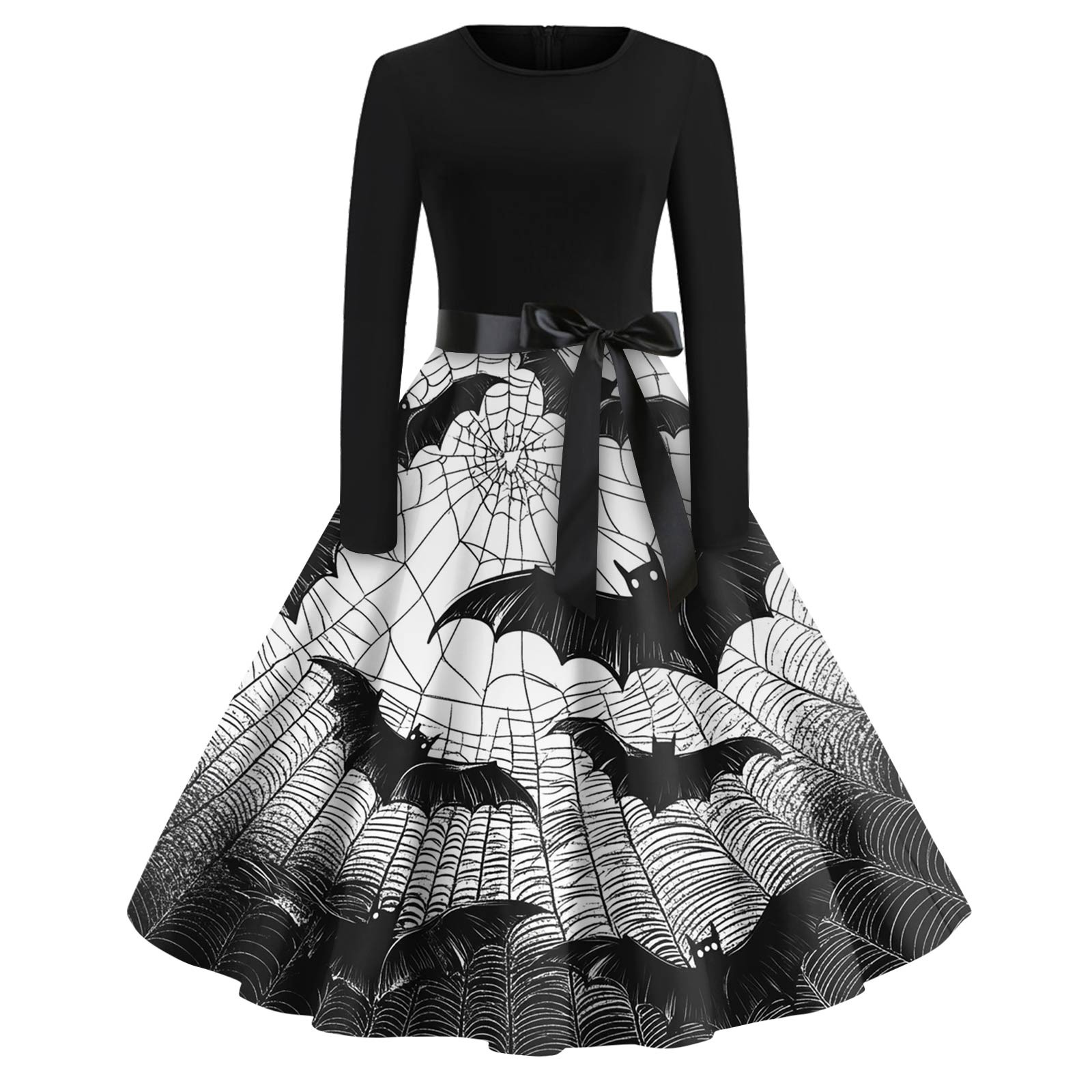 DORKASM Halloween Hepburn Dress for Women 1950s Witches 2025 Crew Neck ...