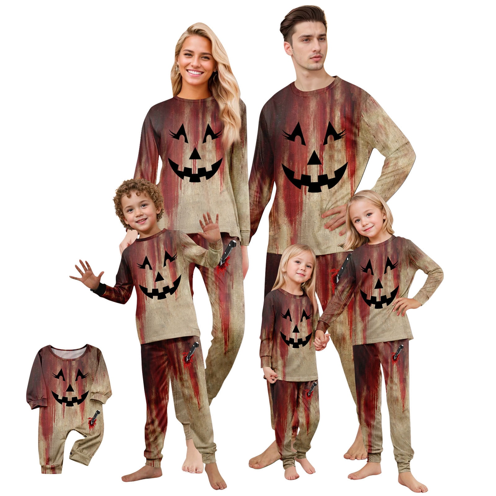 DORKASM Halloween Kids 2 Piece Sets Pajamas Spooky Pumpkin Crew Neck ...
