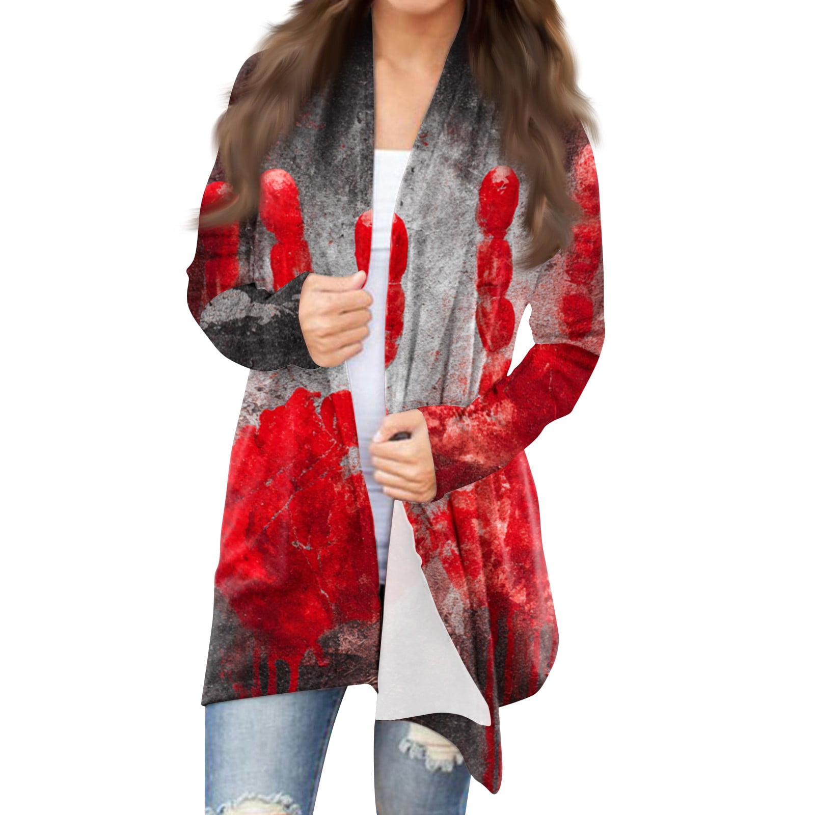 DORKASM Halloween Open Front for Adult Ghost Devil Cute V Neck Cardigan ...