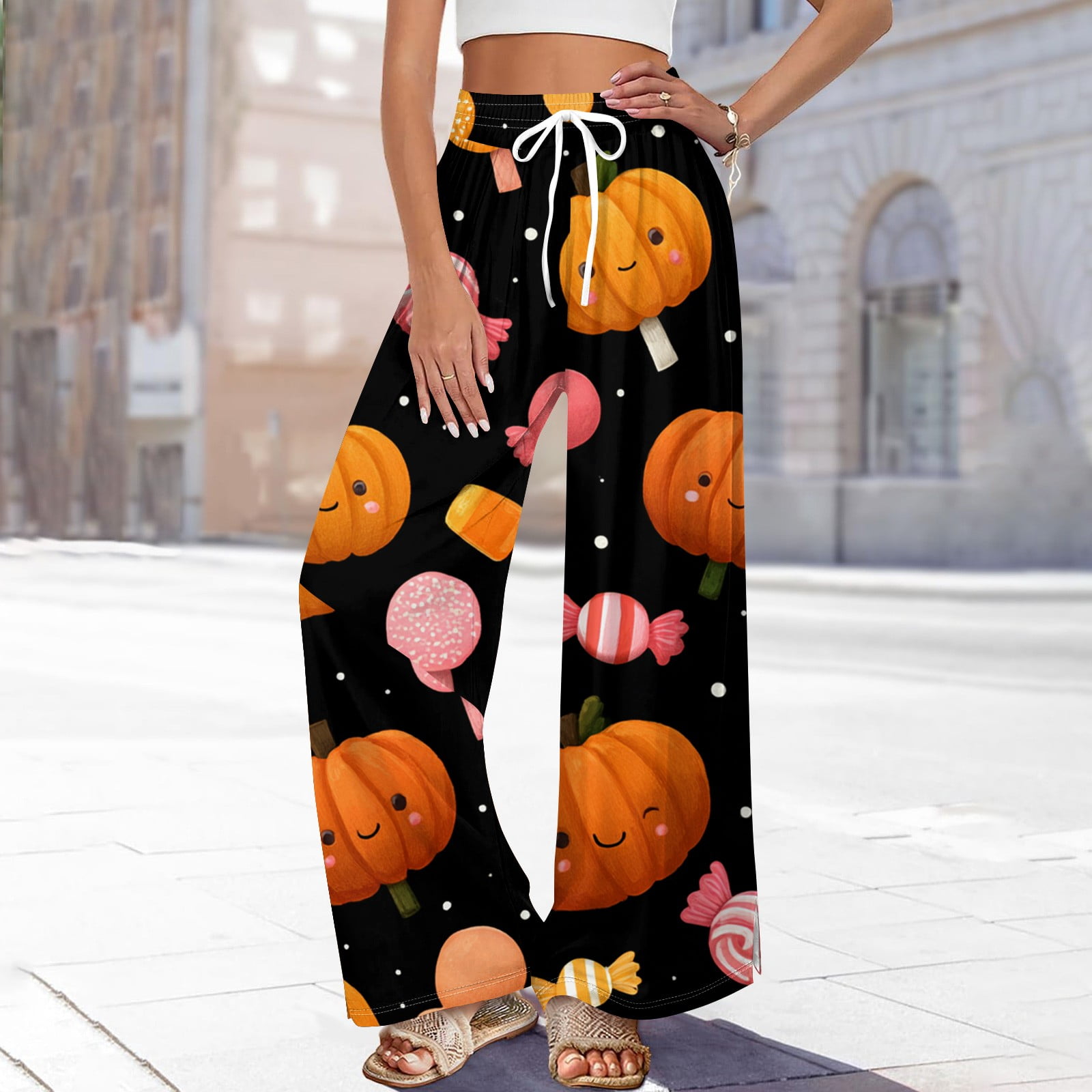 DORKASM Halloween Pj Pants for Women Graphic Wide Straight Leg Fun ...