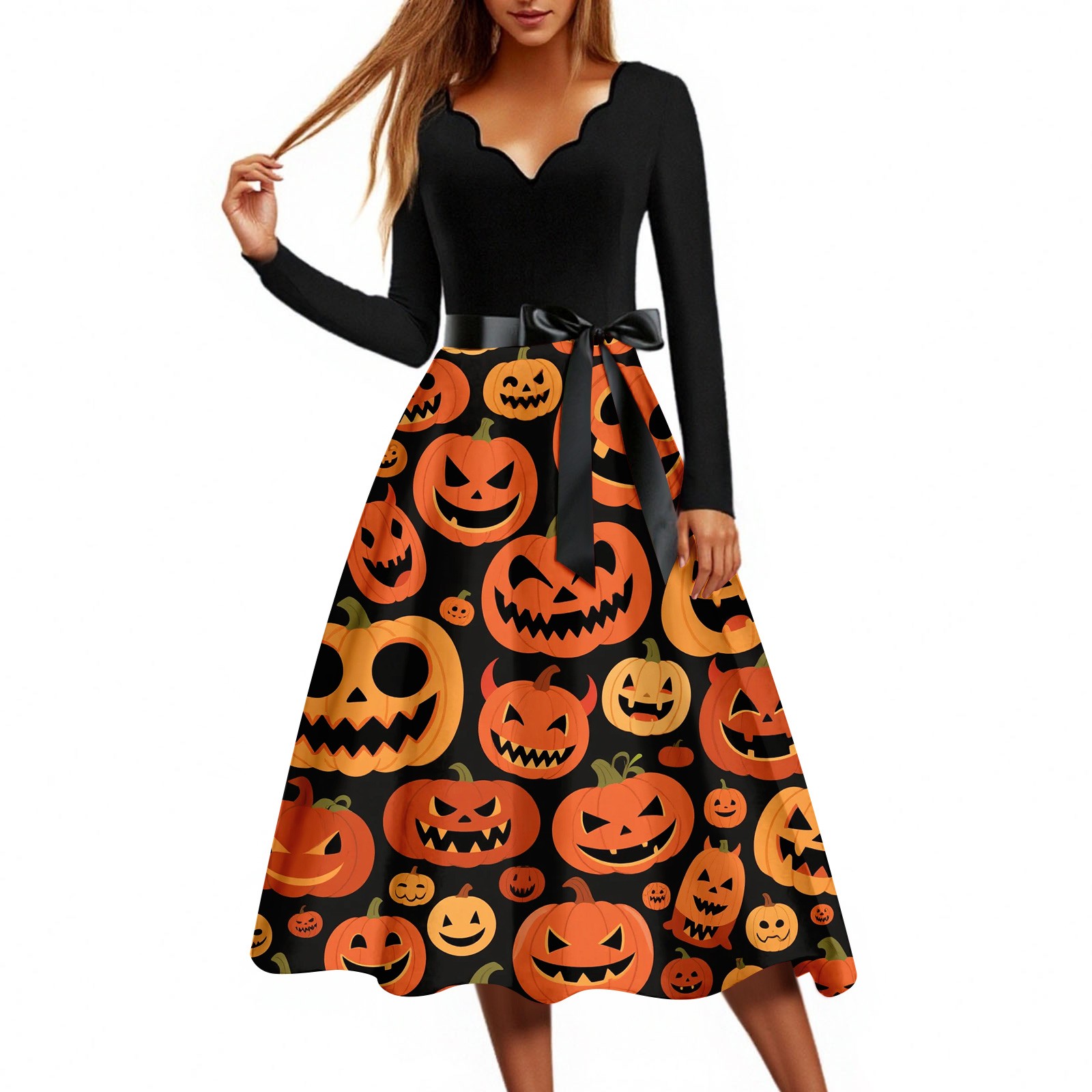 DORKASM Halloween Retro Dresses for Adult 1950s Skull Fall Winter Fun ...