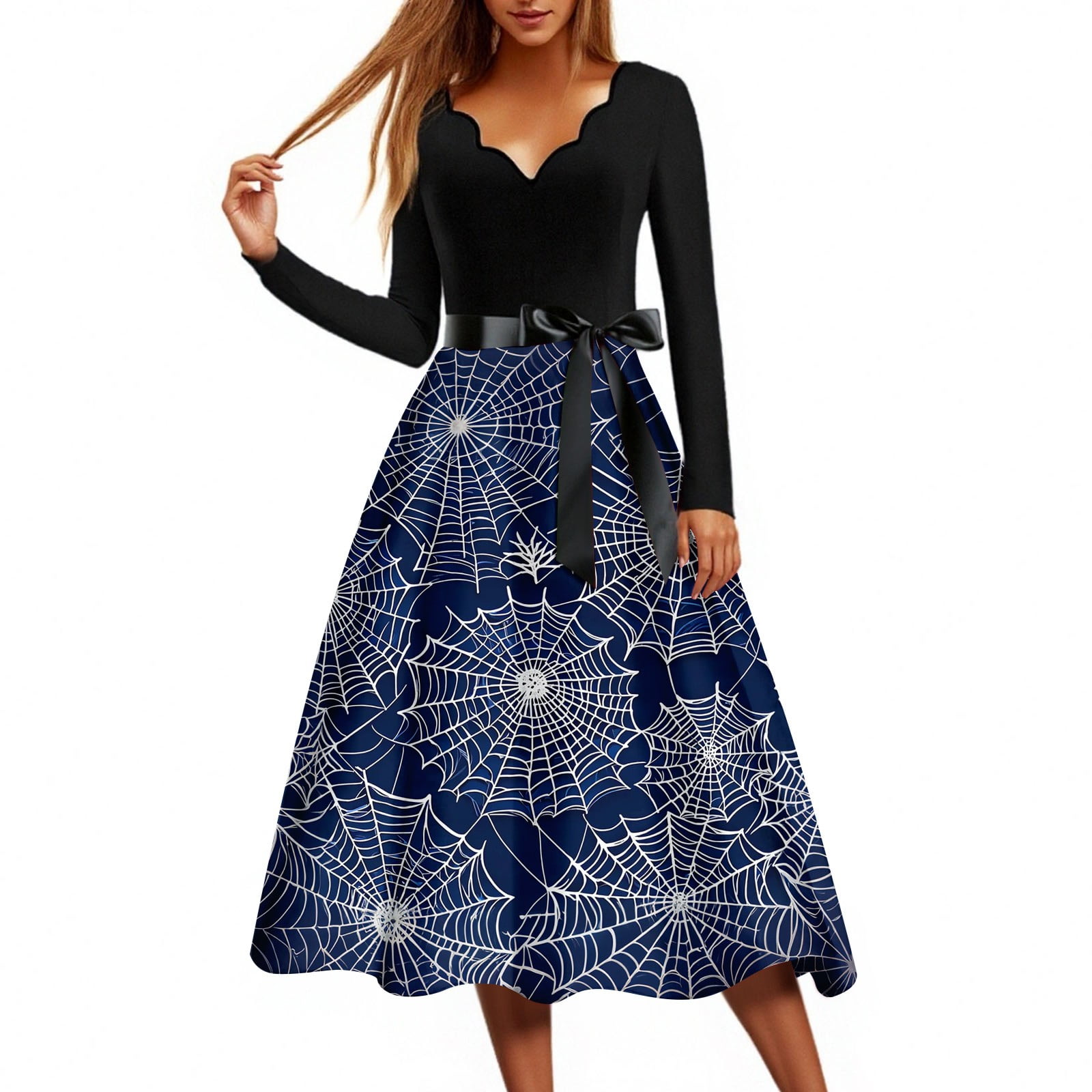 DORKASM Halloween Retro Dresses for Women 1950s Skull Fall Winter Fun ...