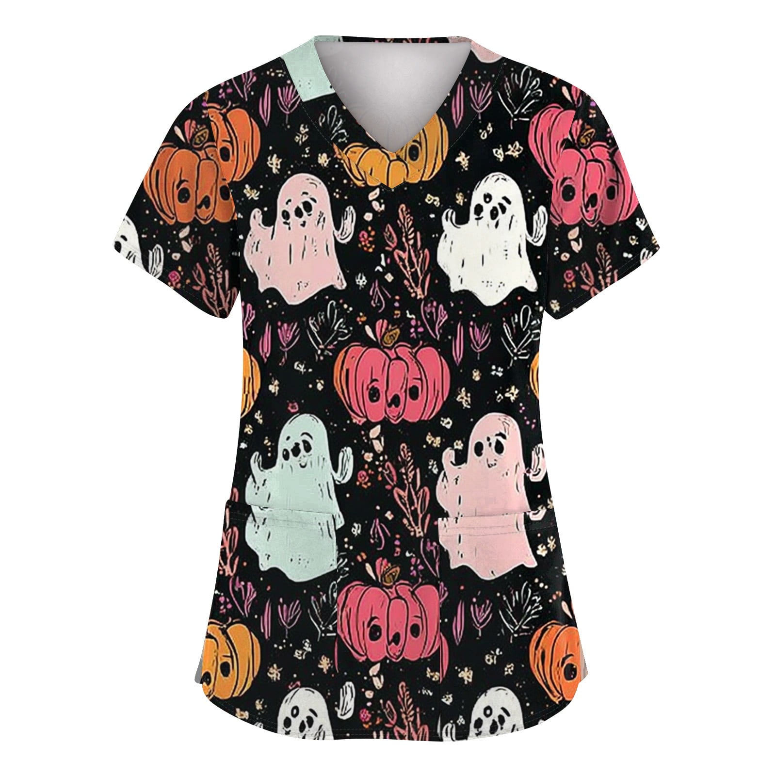 DORKASM Halloween Scrub Tops for Women Skull Mujer 2025 V Neck Medical ...