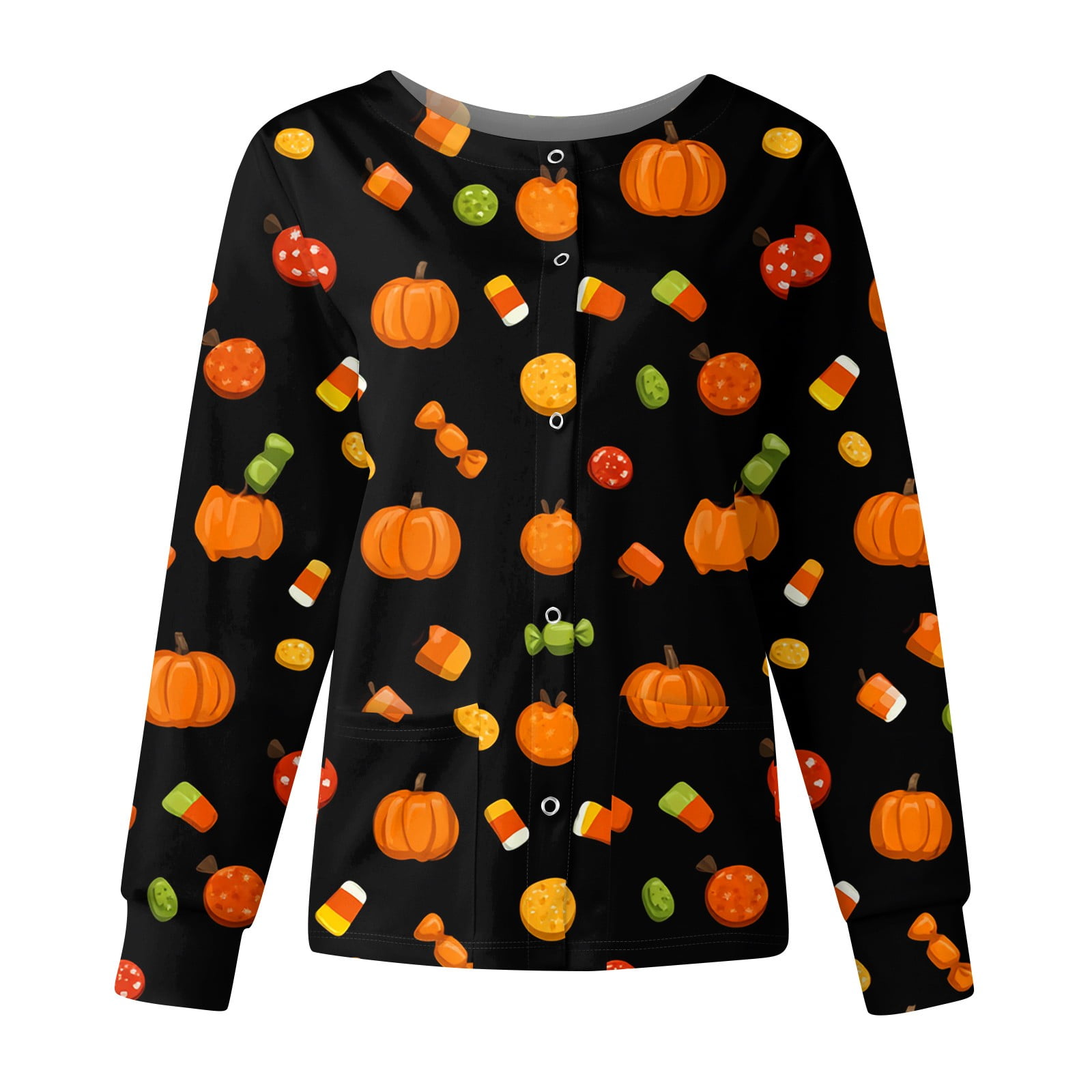 DORKASM Halloween Scrubs Jacket for Women Button Down Witches Easy ...