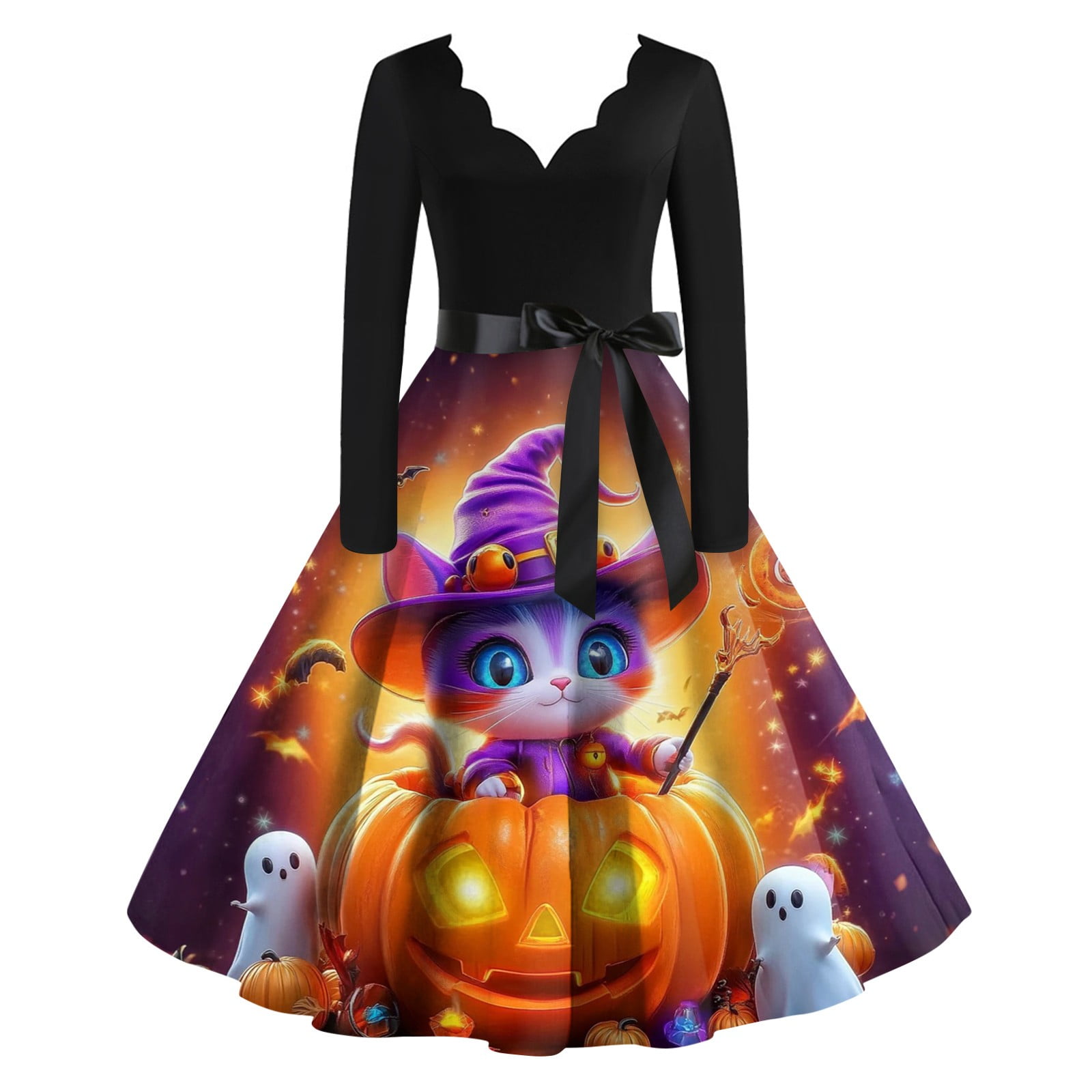 DORKASM Halloween Vintage Sundress for Women Plus Size Skull Spooky ...