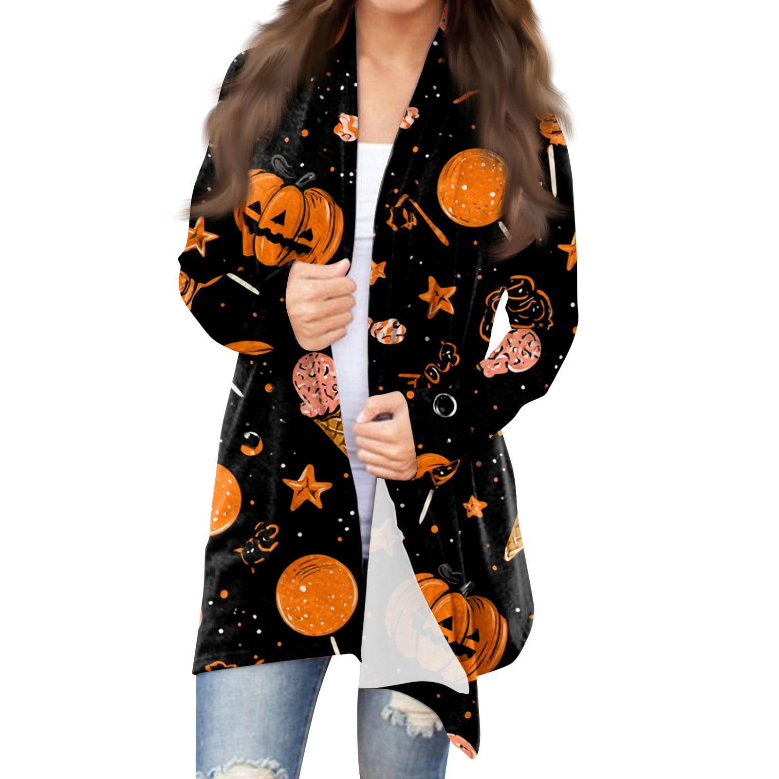 DORKASM Halloween Woman Open Front Spider Net Trendy Mujer Long Sleeve ...