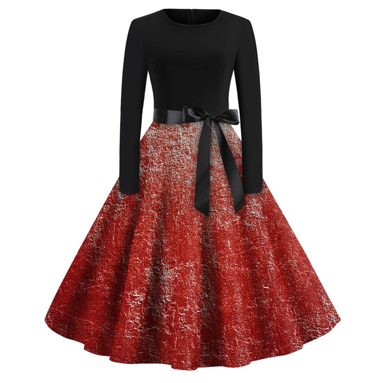 DORKASM Halloween Woman Retro Dresses 1950s Skull Fall Winter Fun Long ...