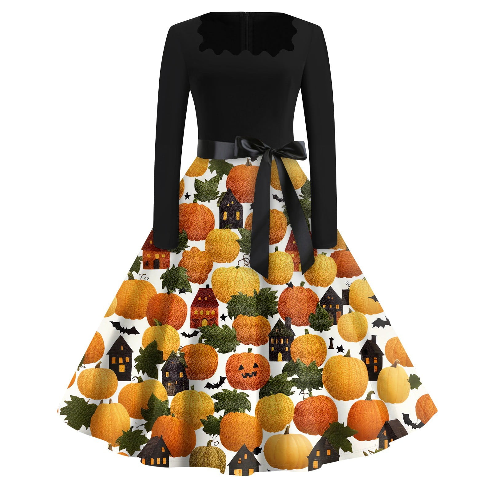 DORKASM Halloween Woman Retro Dresses 1950s Witches Work Spooky Long ...