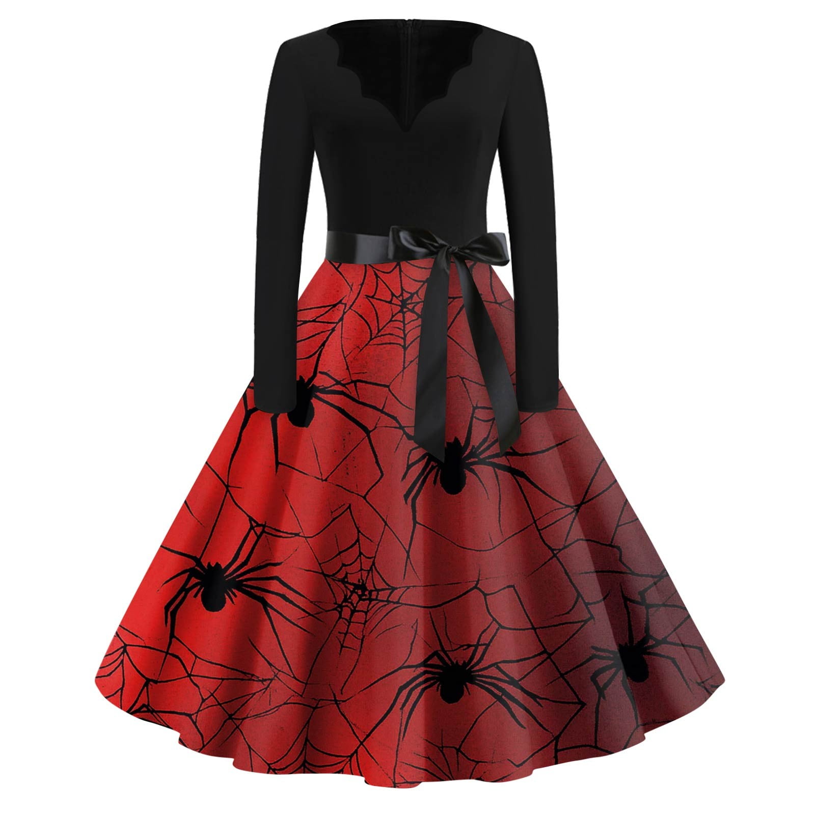 DORKASM Halloween Woman Retro Dresses Plus Size Skull Fall Winter de ...