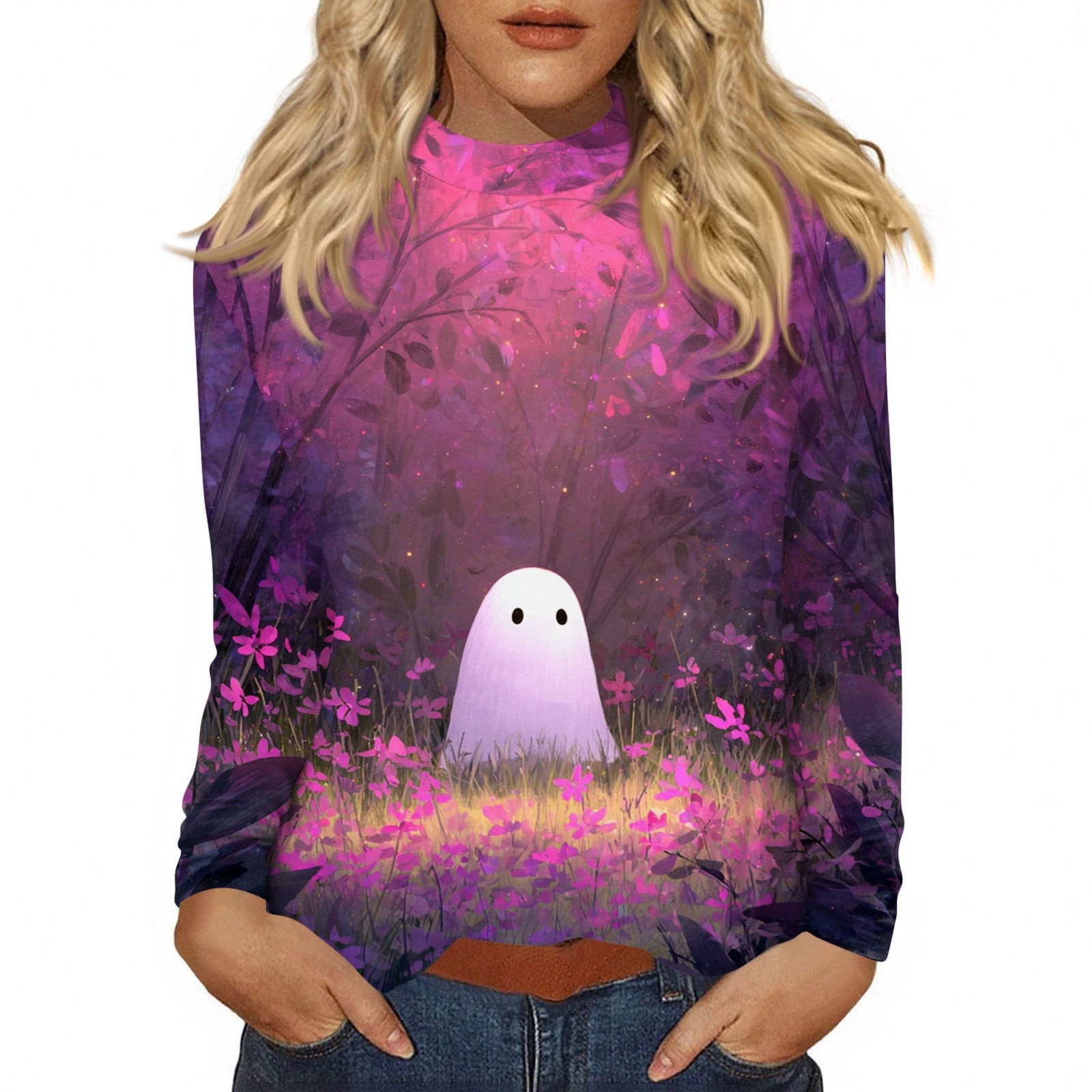 DORKASM Halloween Woman Tee Shirt High Bat Graphic Casual Long Sleeve Tshirts Work de Cute ...