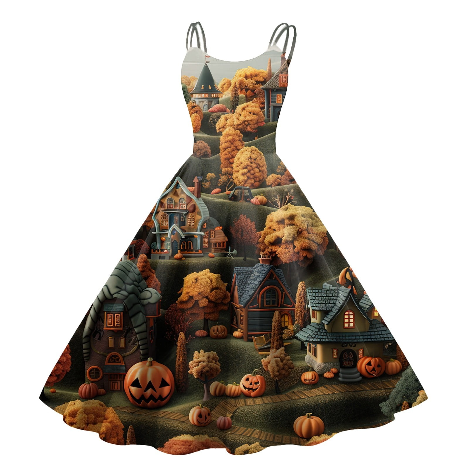 DORKASM Halloween Woman Vintage Sundress 1950s Spider Net Fun 2025 V ...