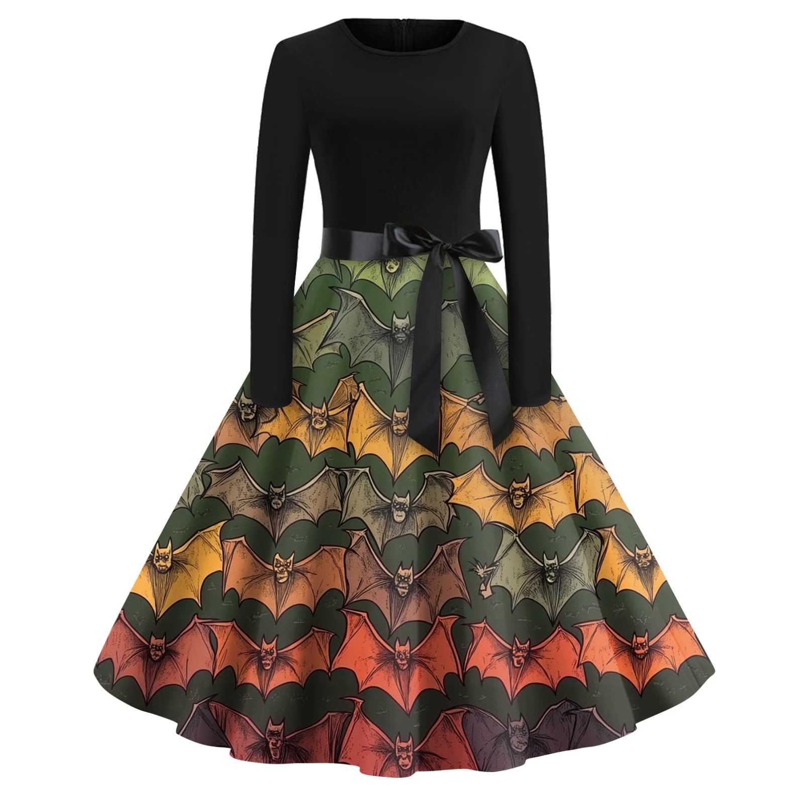 DORKASM Halloween Womens Hepburn Dress Plus Size Pumpkin 2025 Spooky ...