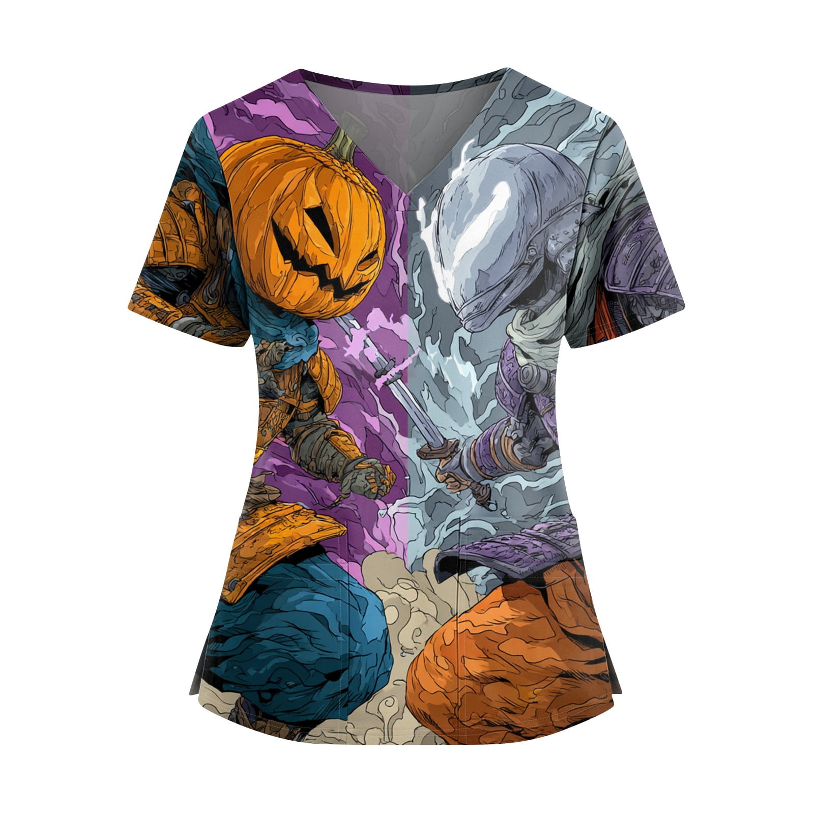 DORKASM Halloween Womens Medical Shirt Pumpkin Scary Trendy Short ...