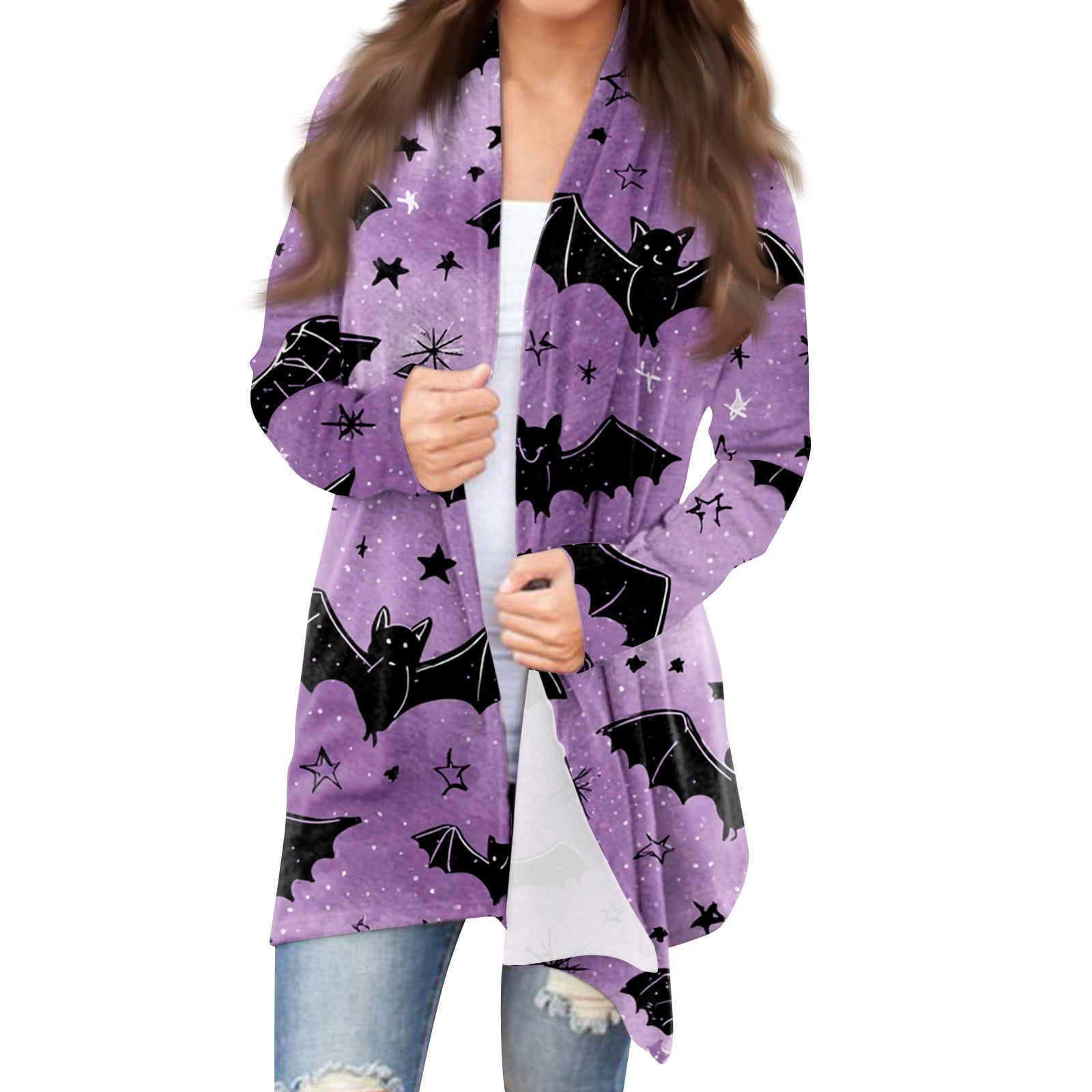 DORKASM Halloween Womens Open Front Pumpkin Cute Easy Long Sleeve ...