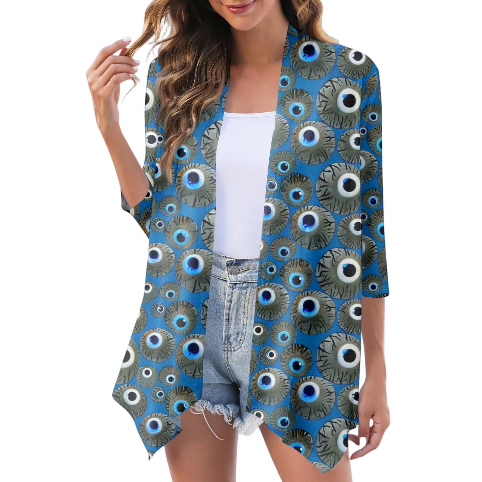 DORKASM Halloween Womens Open Front Skull Cheap Cute V Neck Cardigan ...