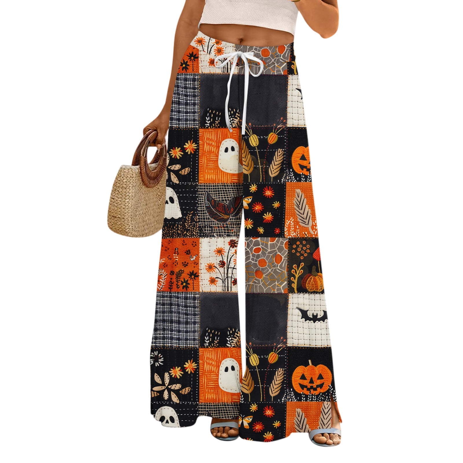 DORKASM Halloween Womens Pajama Pants Fall Pumpkin Face Spooky Pj Pants ...